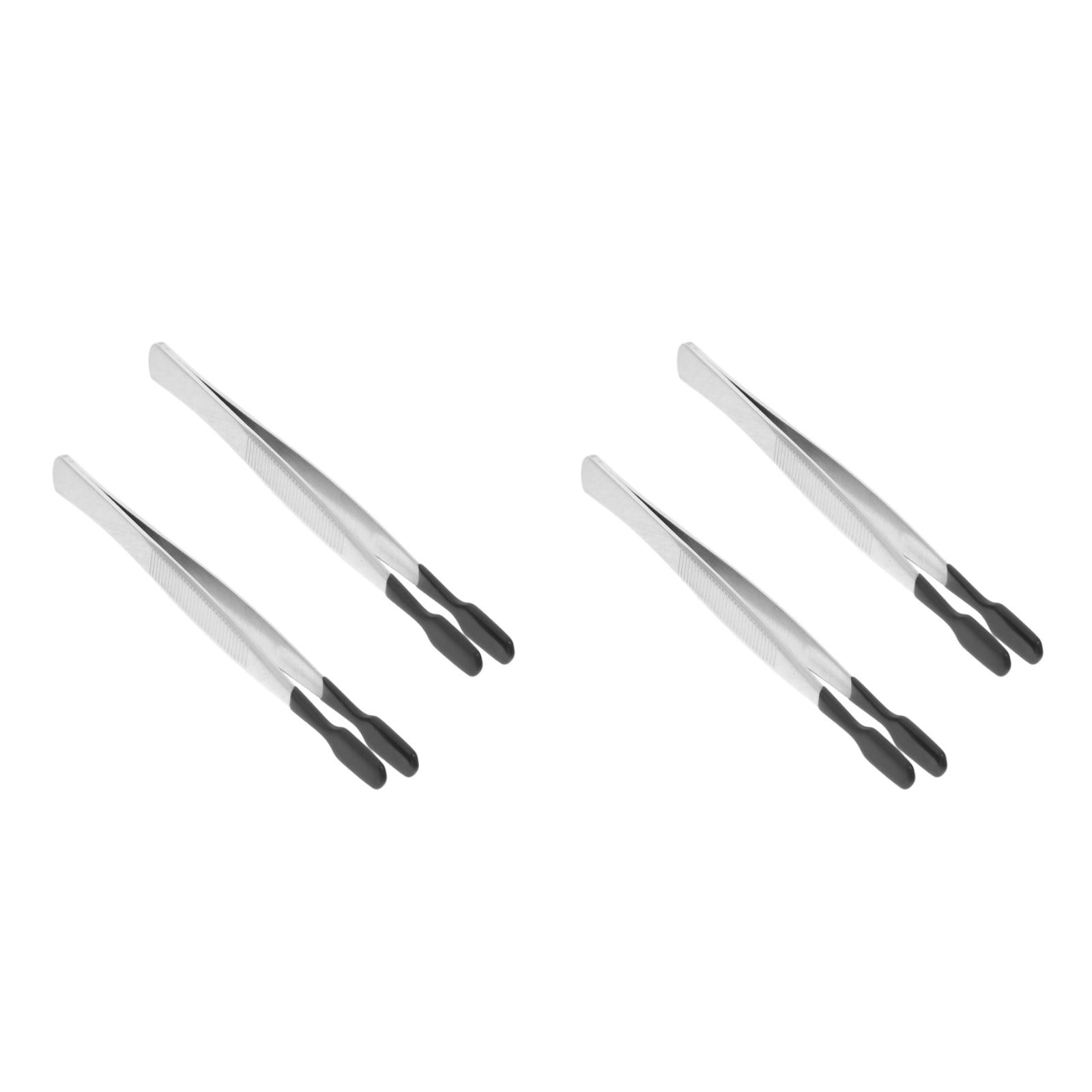 Masteelf 4 pcs Silicone Tipped Tweezers Stamp Tweezers Stainless Steel ...