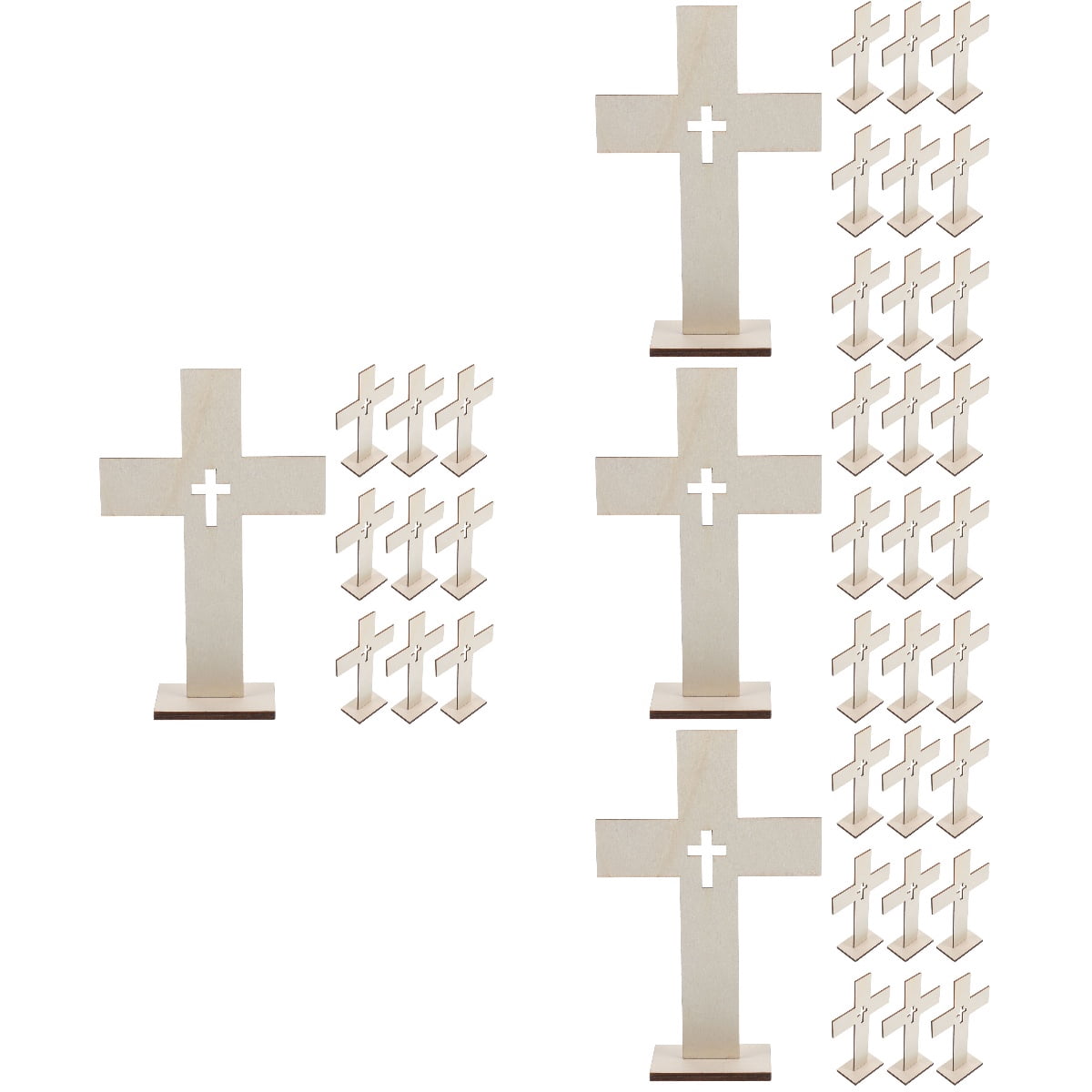 Masteelf 40 pcs Based Cross Ornament Decorative Church Wooden Standing ...