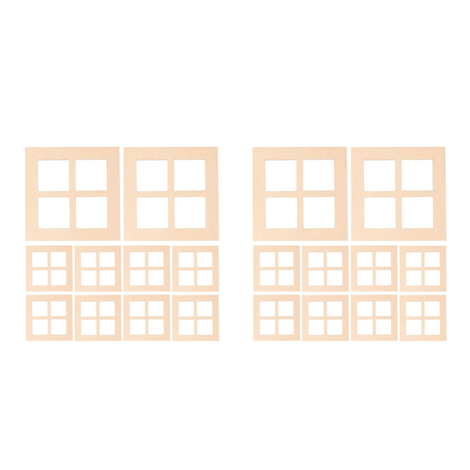 Masteelf 40 pcs Miniature Wooden Window Frames 1:12 Scale Tiny House ...