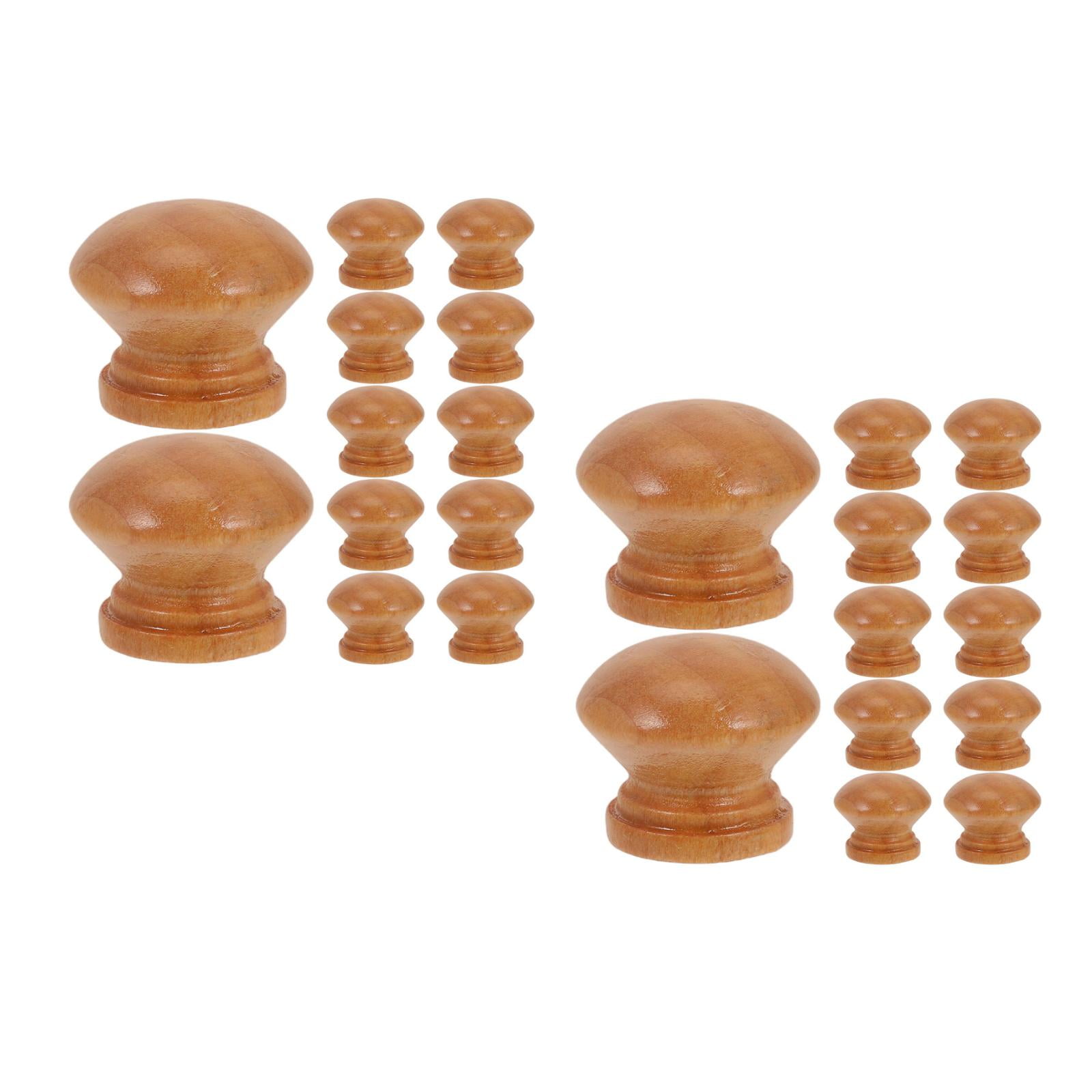 Masteelf 40 pcs Wooden Knobs Round Kitchen Handle Mushroom Shaped Wood ...
