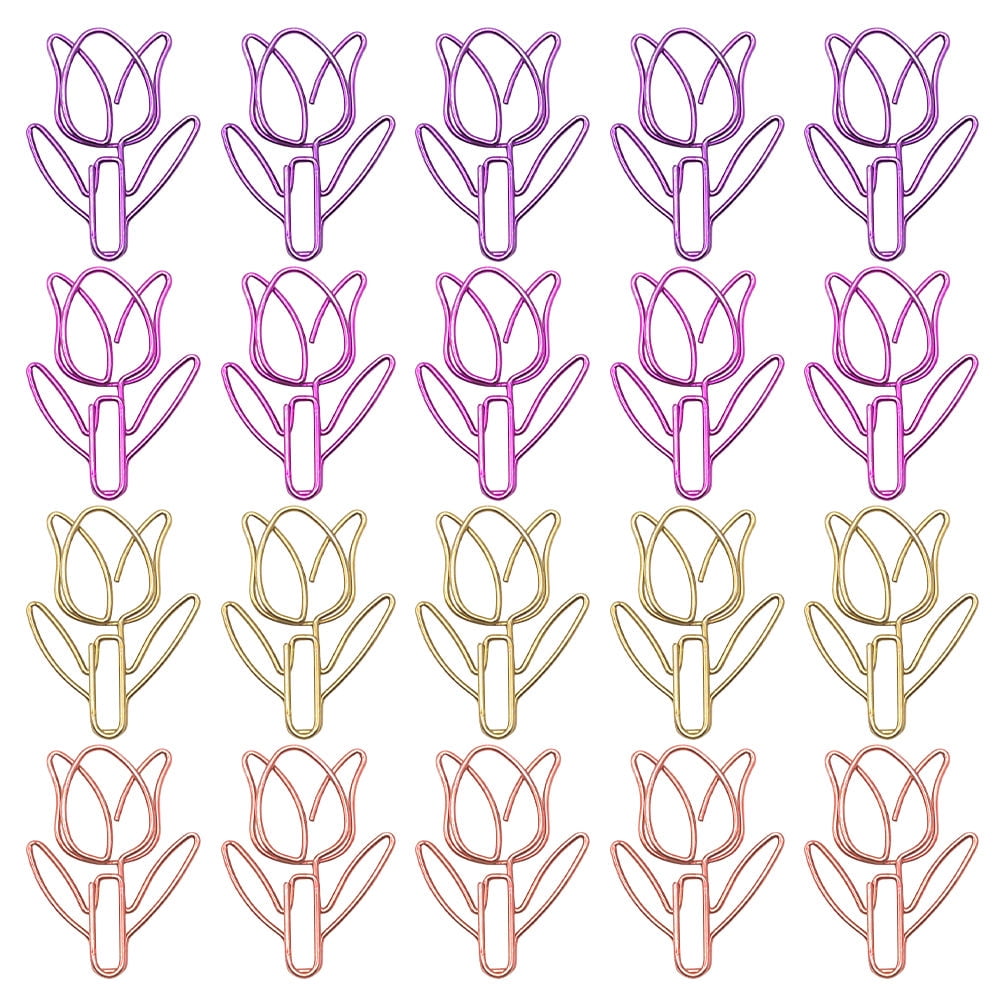 Masteelf 40pcs Metal Tulip Paper Clips Unique Flower Shaped Document ...