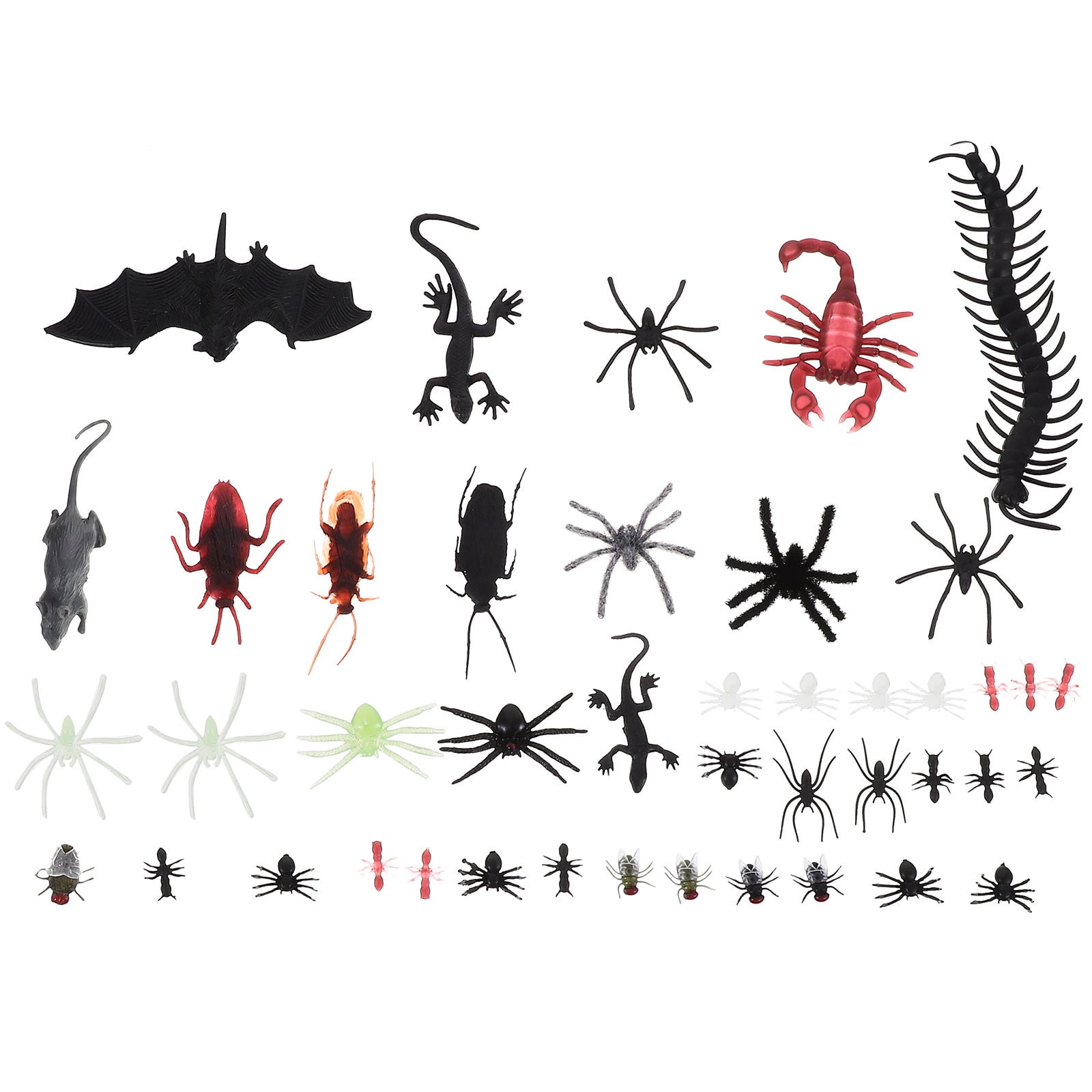 Masteelf 44 Pcs Tricky Toys Halloween Assorted Bugs Fake Prank Props ...