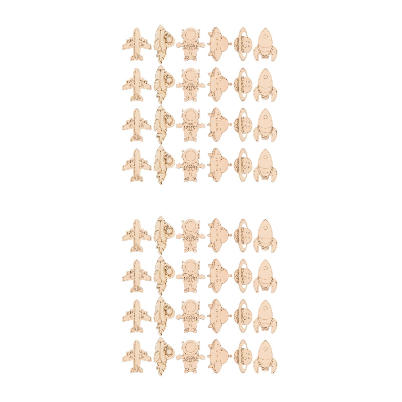 Masteelf 48 pcs Outer Space Crafts Unfinished Wooden Cutouts Pieces ...