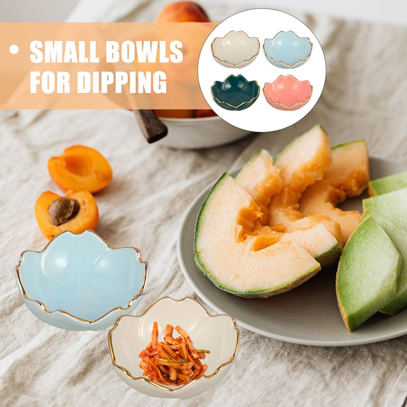 Masteelf 4Pcs Assorted Color Ceramic Flower Shape Sauce Dishes for ...