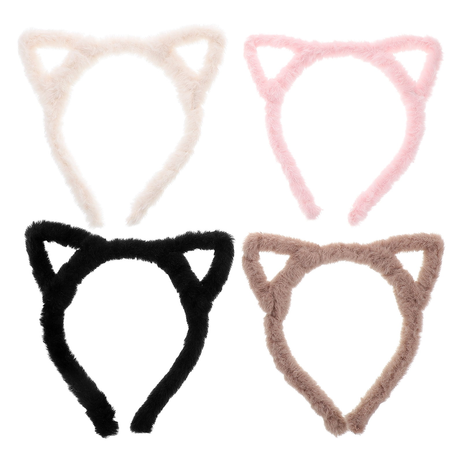 Masteelf 4Pcs Cat Ears Headbands Plush Soft Cute Washing Face Head Band ...