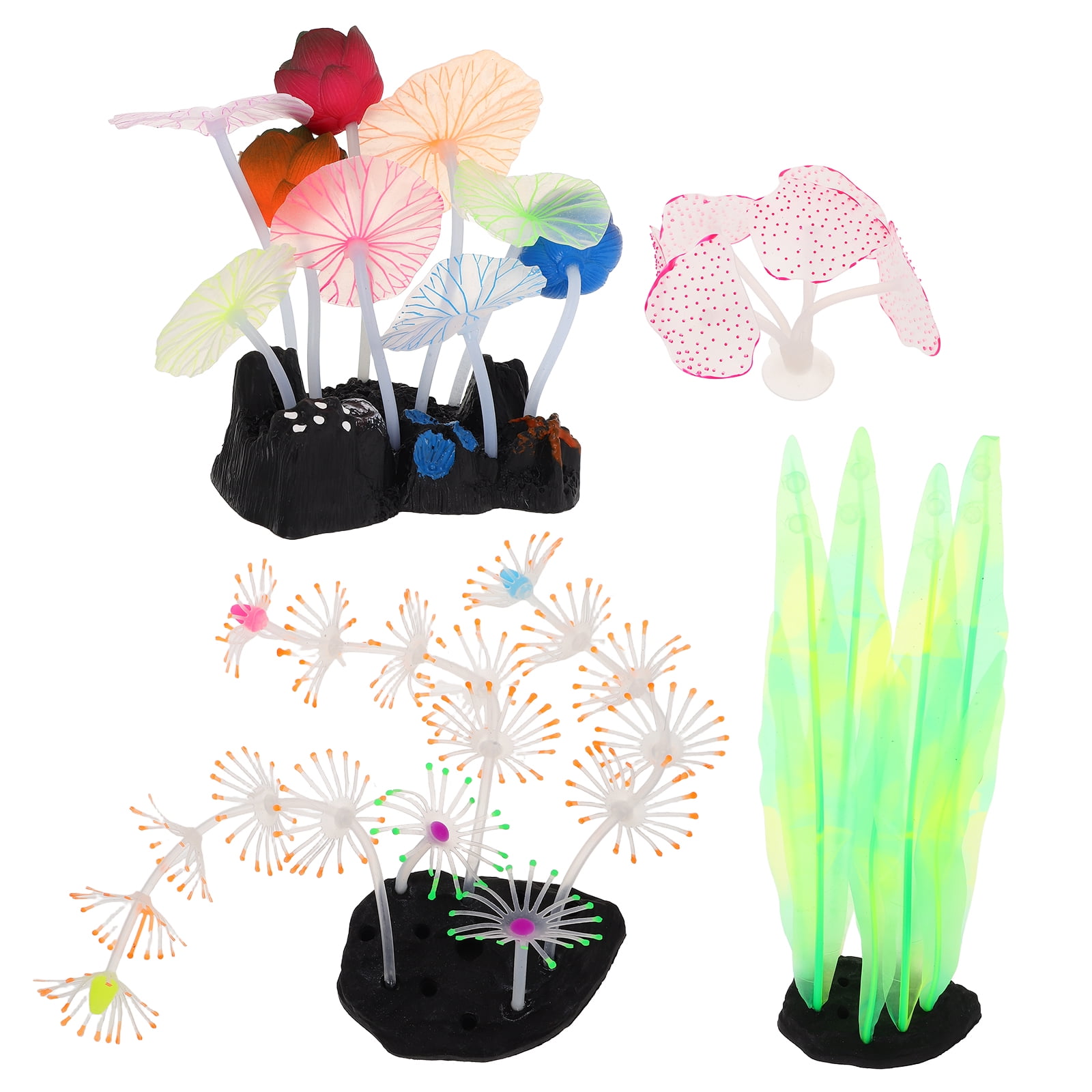 Masteelf 4pcs Artificial Glowing Coral Reef Decorations Fish Tanks ...