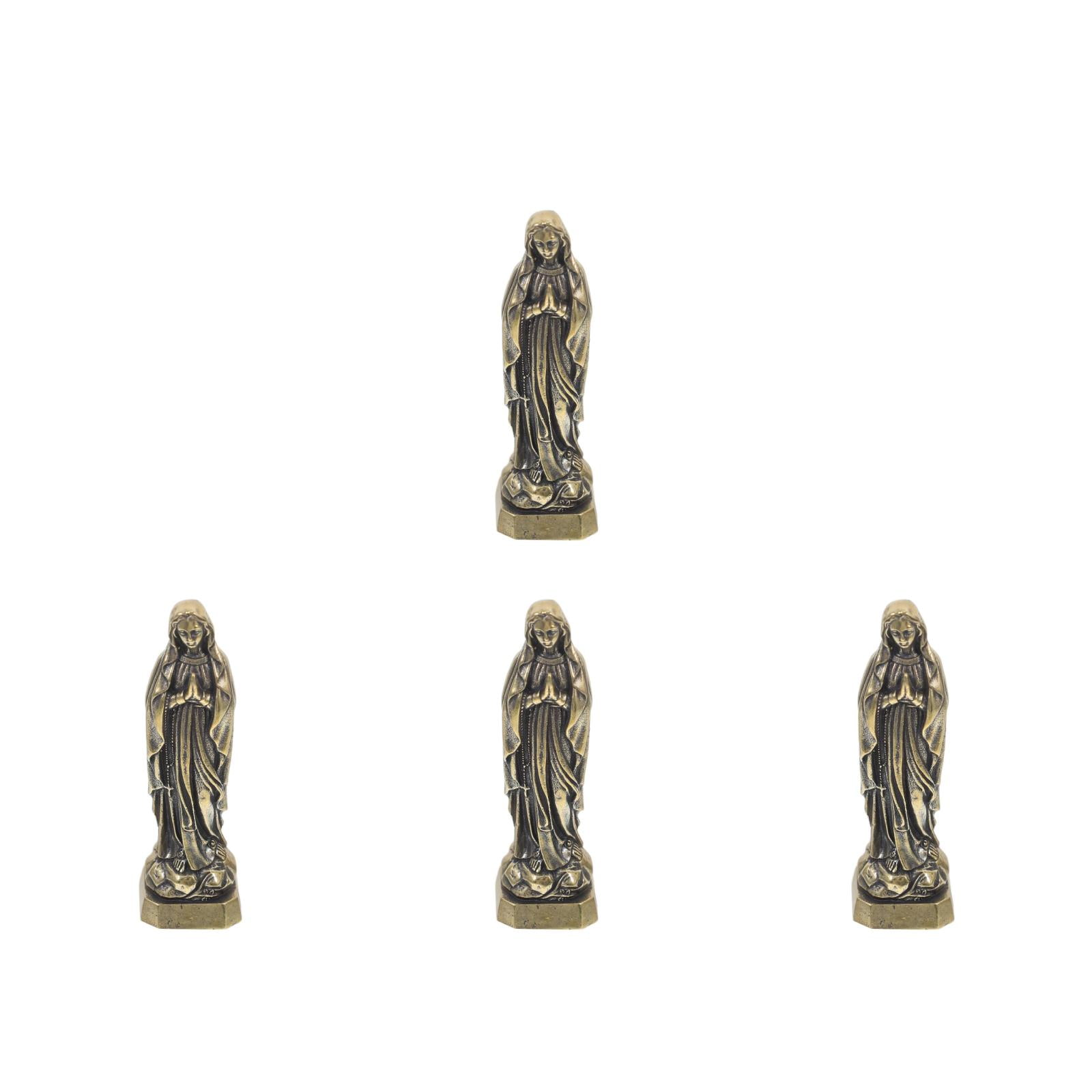 Masteelf 4pcs Brass Virgin Mary Statue Mini Virgin Mary Desktop ...