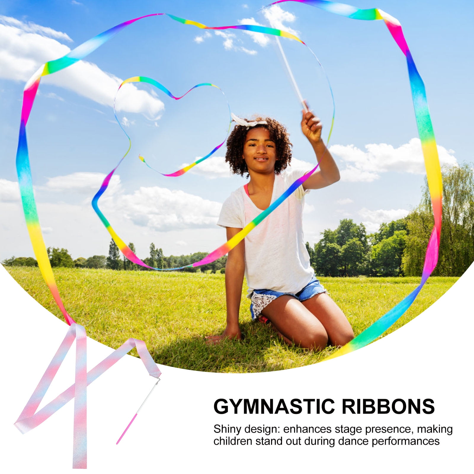 Masteelf 4pcs Dance Ribbon Gymnastics Ribbon Set with Sparkling Finish ...