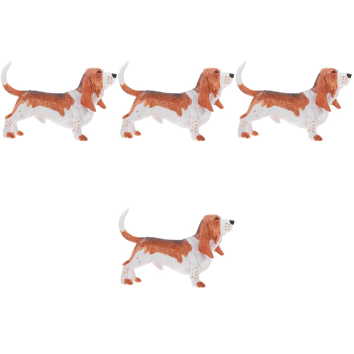 Masteelf 4pcs Dog Figurine Realistic Animal Model Lifelike Basset Dog ...