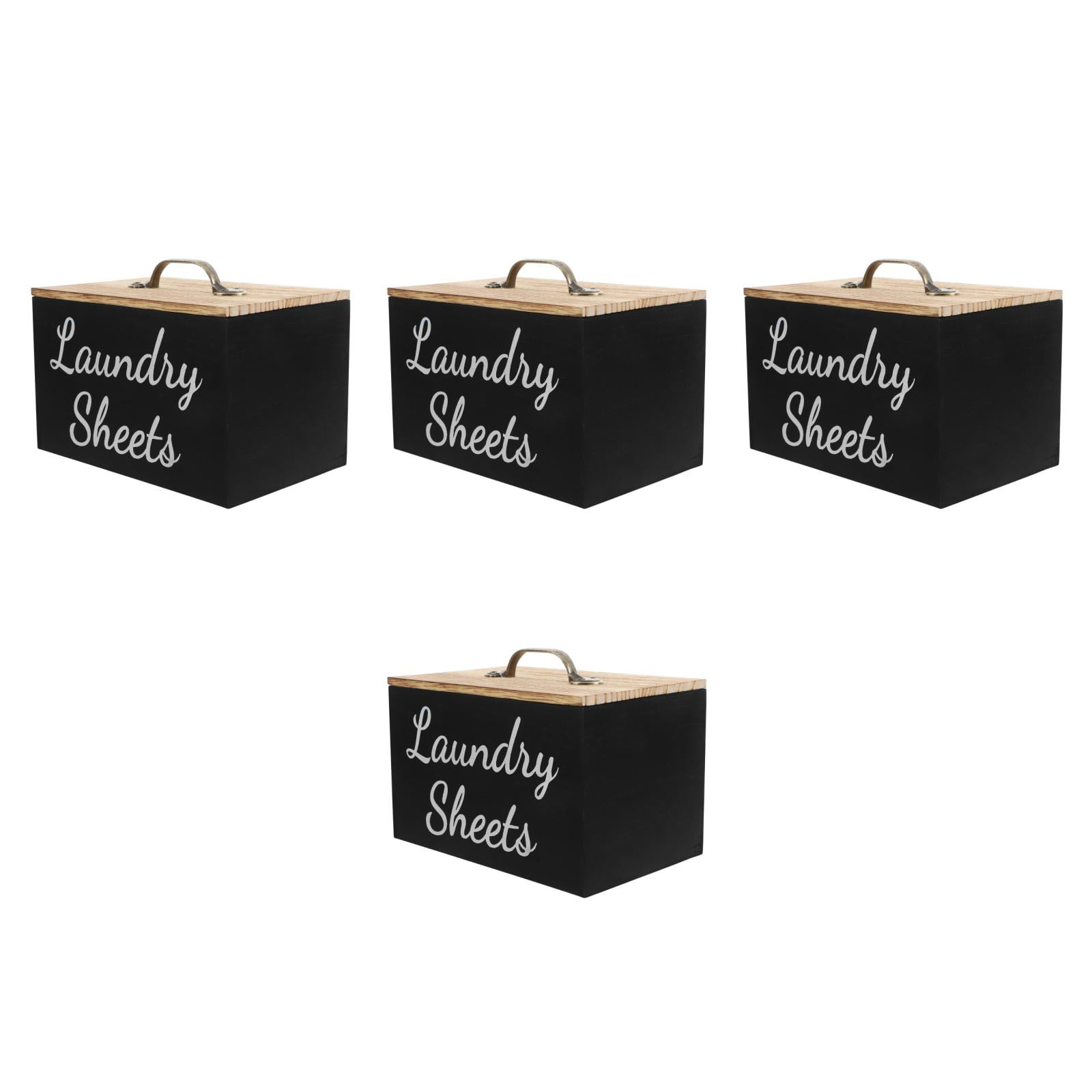 Masteelf 4pcs Dryer Sheet Holder With Lid Wooden Laundry Pod Containers ...