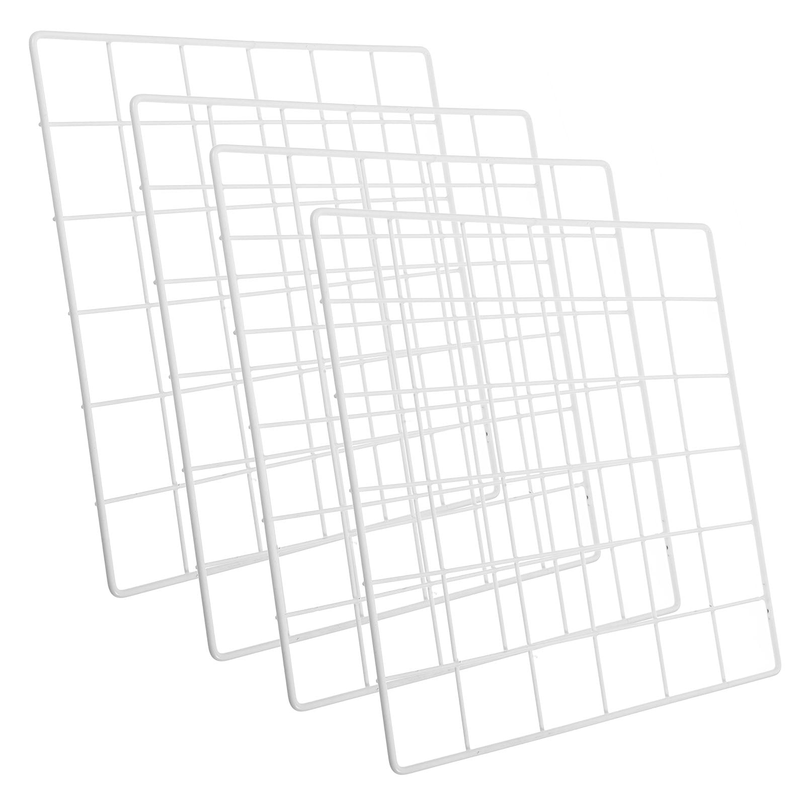 Masteelf White Iron Grid Wall Panel for Home Display 4 Pieces Elegant ...