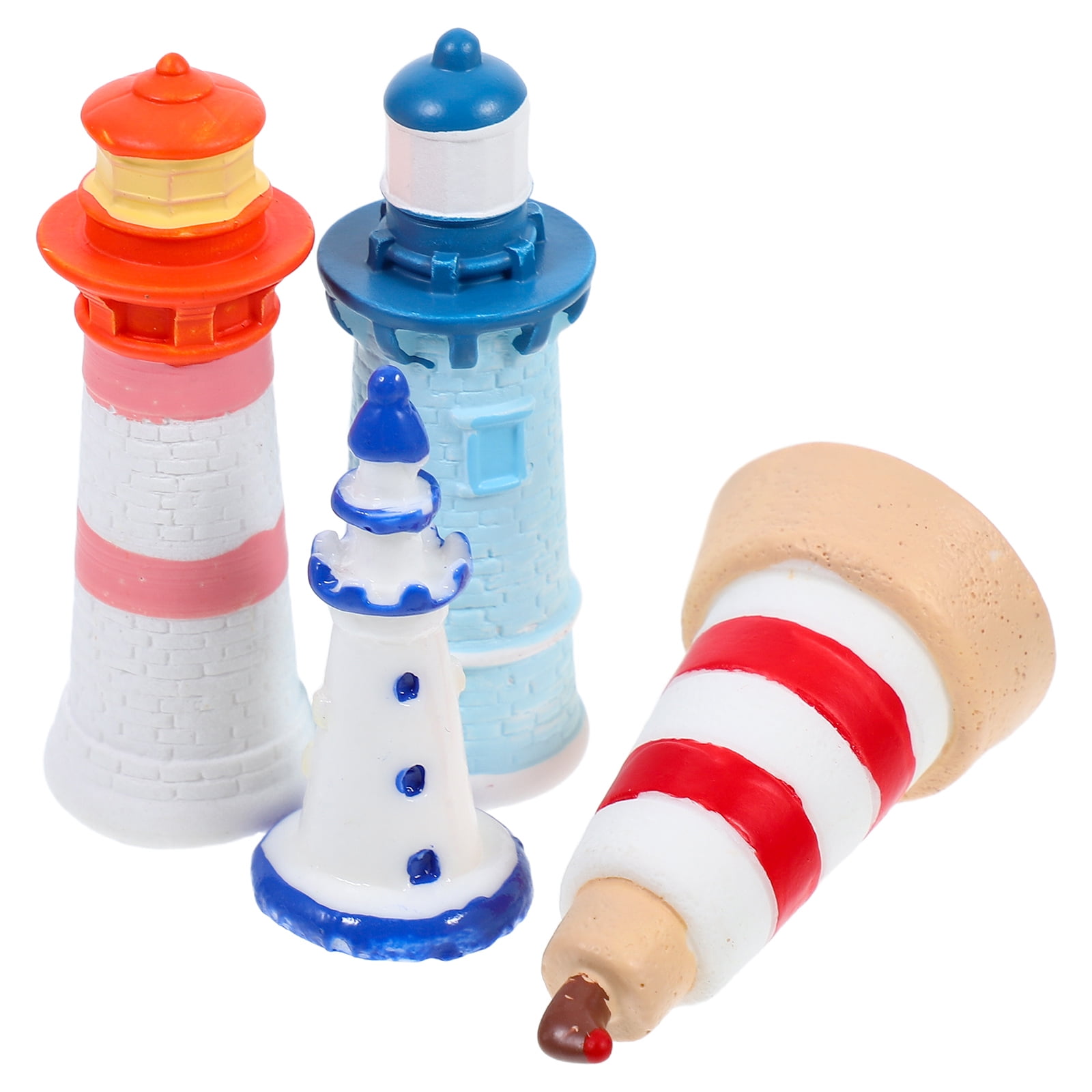 Masteelf 4pcs Mini Lighthouse Home Decoration Mediterranean Figurines ...
