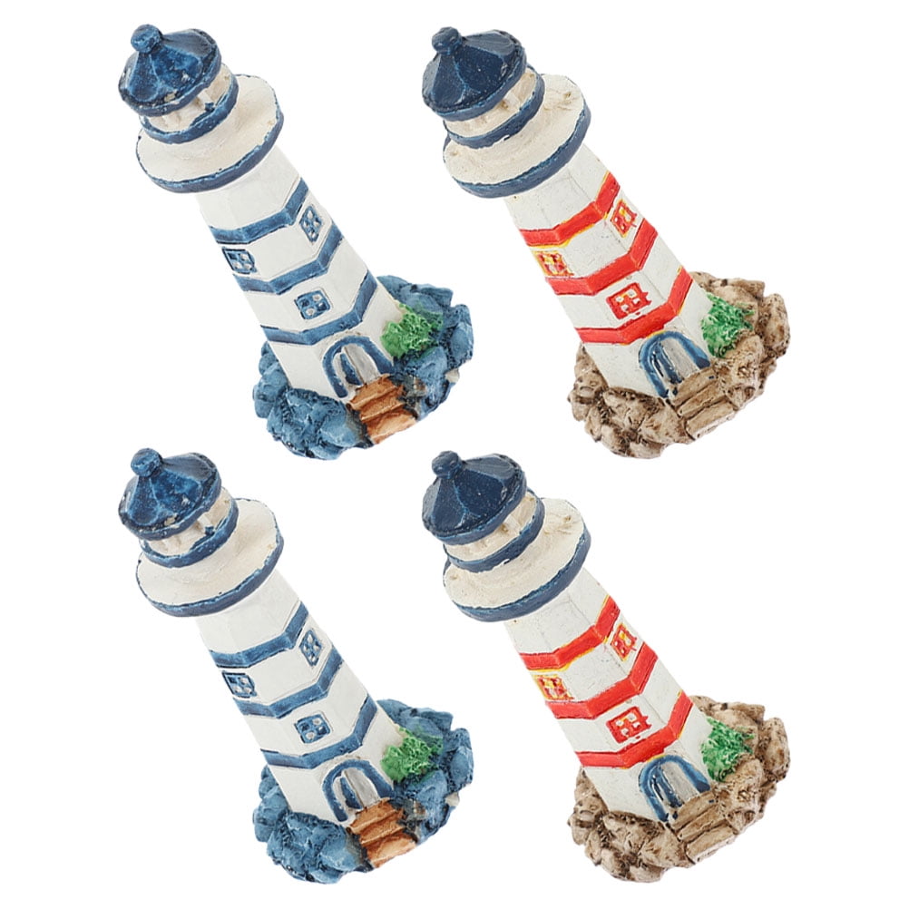 Masteelf 4pcs Miniature Lighthouse Models For Ocean Theme Party Resin ...