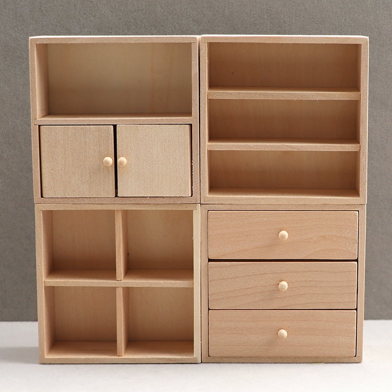 Masteelf 4pcs Miniature Wooden Furniture for Dollhouse DIY Mini Cabinet ...