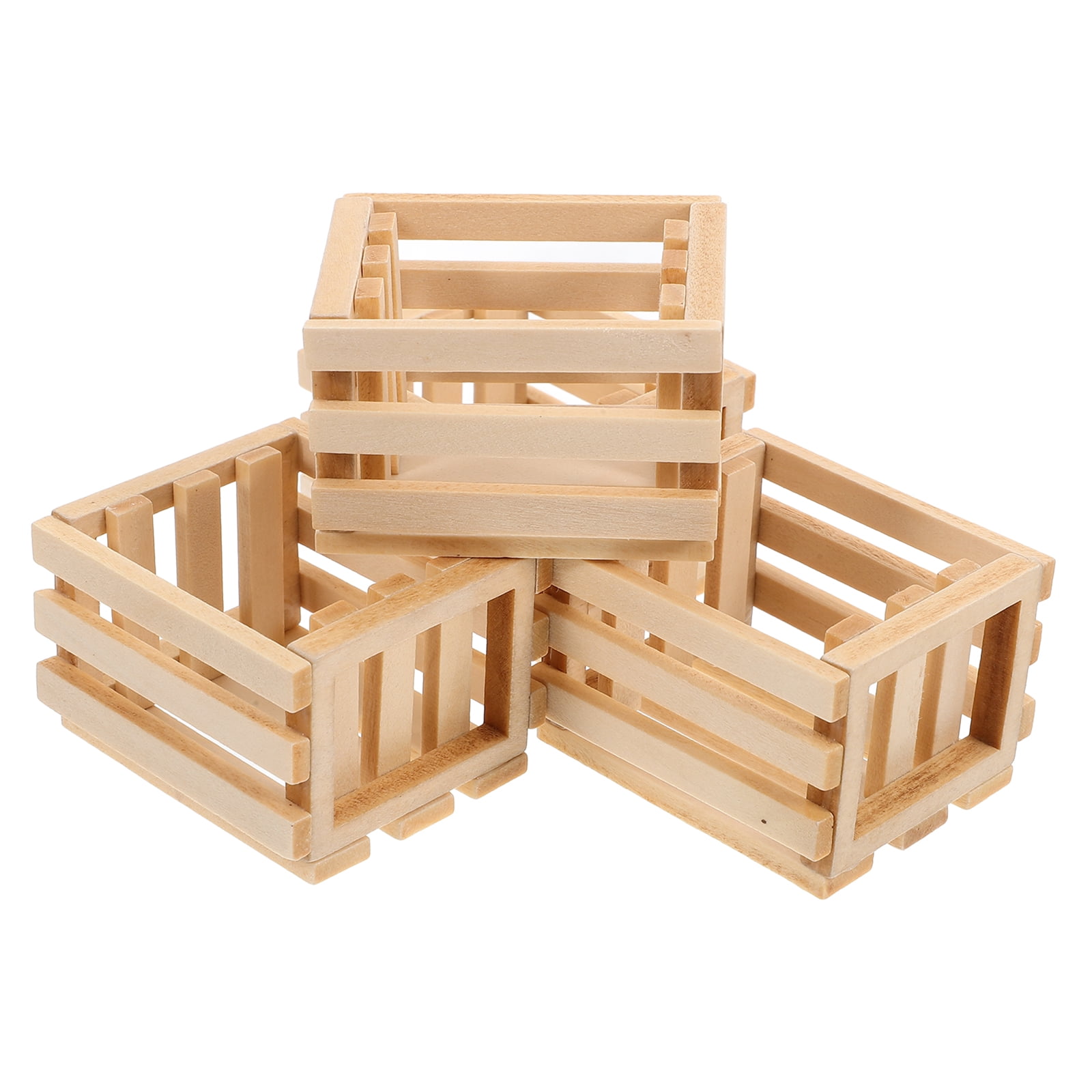 Masteelf 4pcs Miniature Wooden Storage Baskets 1:12 Scale Miniature ...