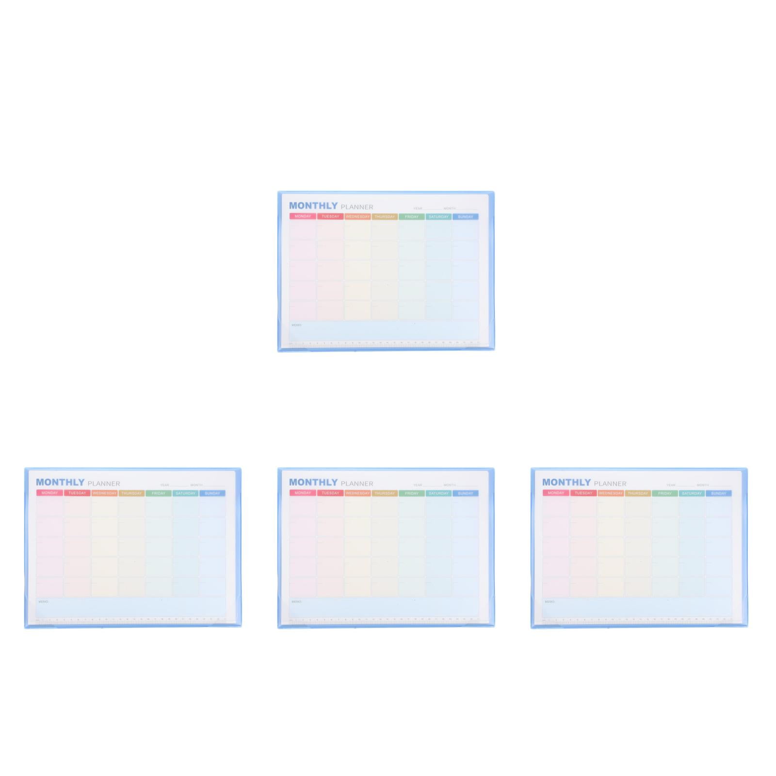 Masteelf 4pcs Monthly Planner A4 Blank Calendar Sheets Undated Desk ...