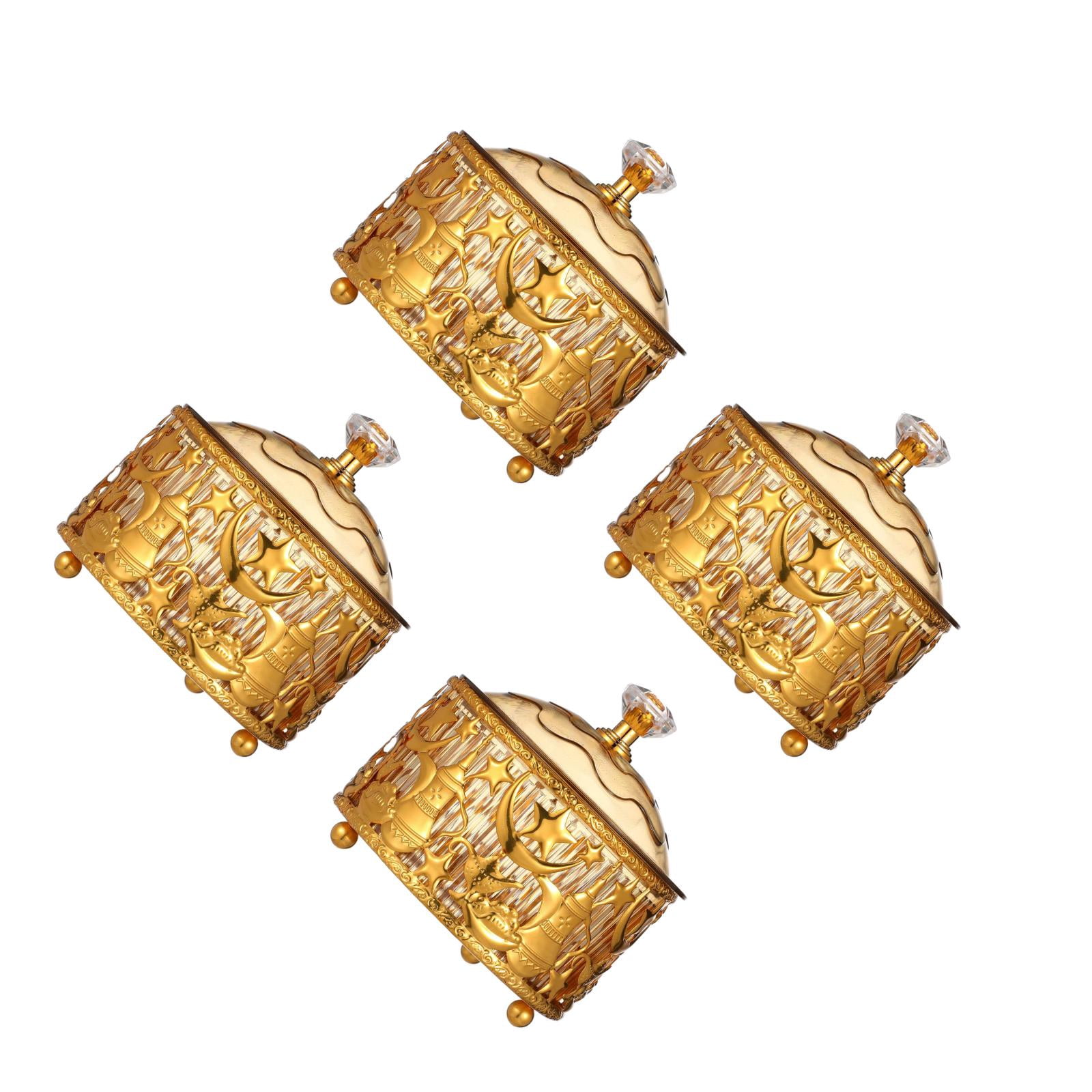 Masteelf 4pcs Ramadan Tray With Dome Lid Snack Serving Tray Metal Cake ...