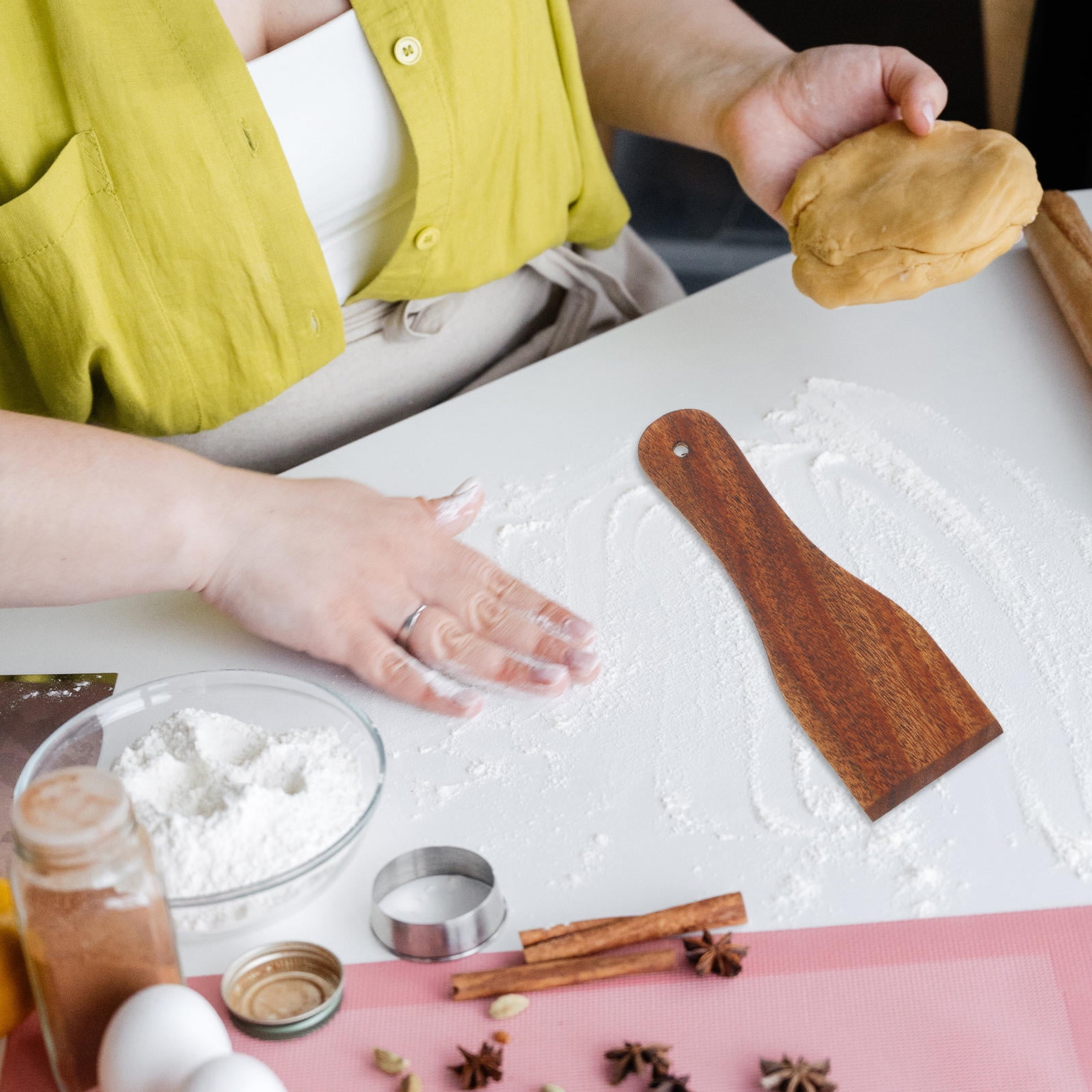 Masteelf 4pcs Reusable Wooden Kitchen Utensils Baking And Cream ...