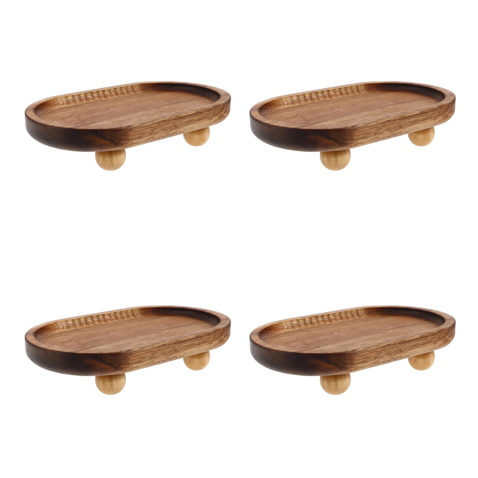 Masteelf 4pcs Rustic Wooden Tray Entryway Table Wood Riser Kitchen ...