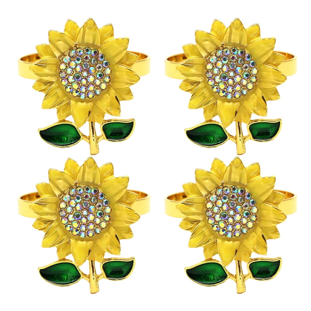 Masteelf 4pcs Sunflower Napkin Rings Napkin Buckles for Party Banquet ...
