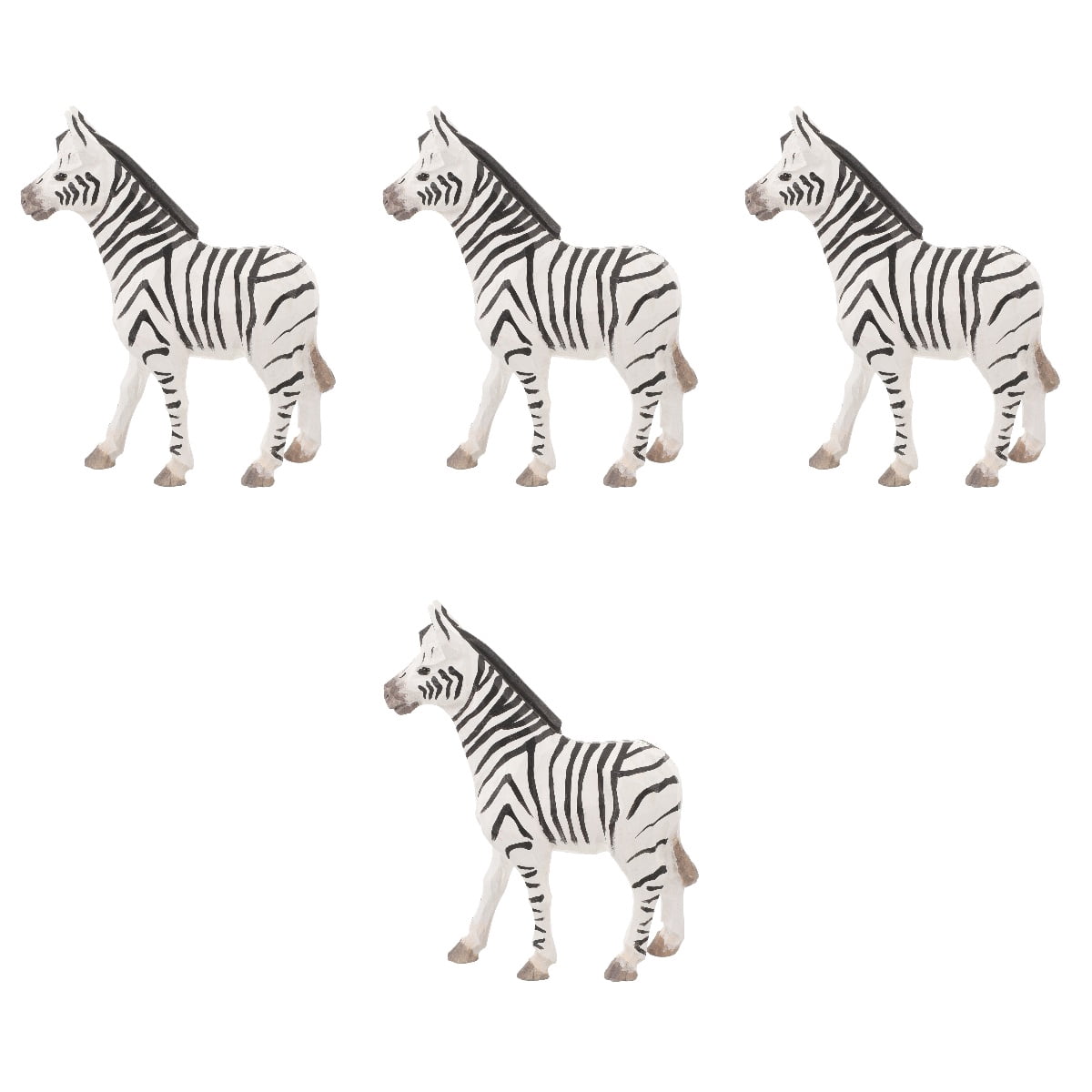 Masteelf 4pcs Wooden Carved Zebra Statues Set, Handcrafted Animal ...