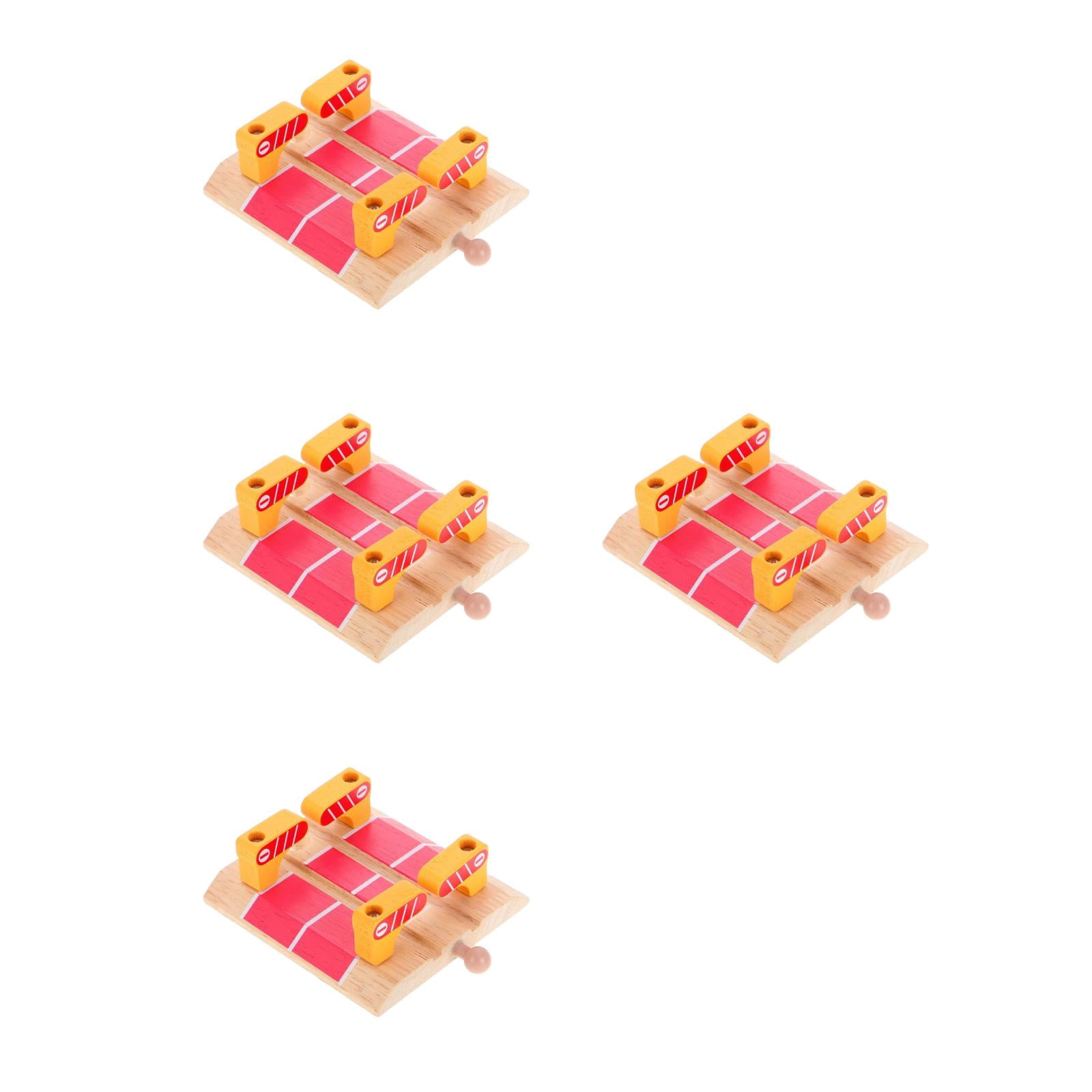 Masteelf 4pcs Wooden Train Track Accessories With Barricade Station ...