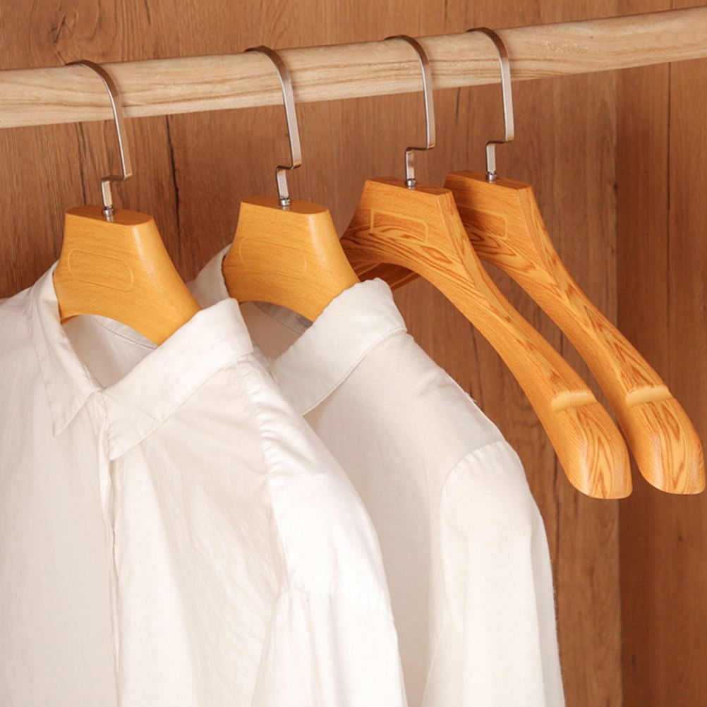 Masteelf 5 Pcs Hanger Imitation Wood Grain Clothing Rack Wardrobe ...