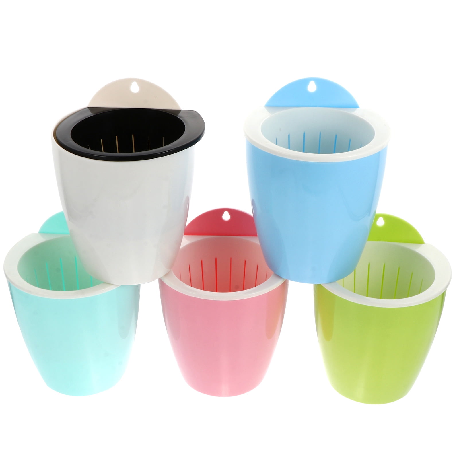 Masteelf 5 Pcs Wall-mounted Plastic Basin Tall Planter Flower Pot Pots ...