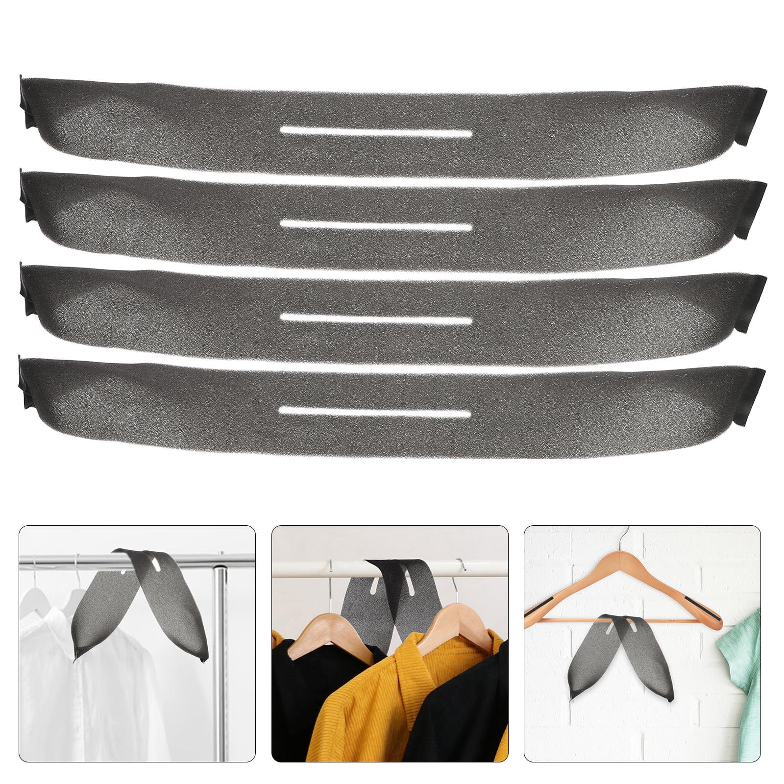 Masteelf 50 Pcs Hanger Foam Strips Velvet Hangers Shoulder Form Black ...