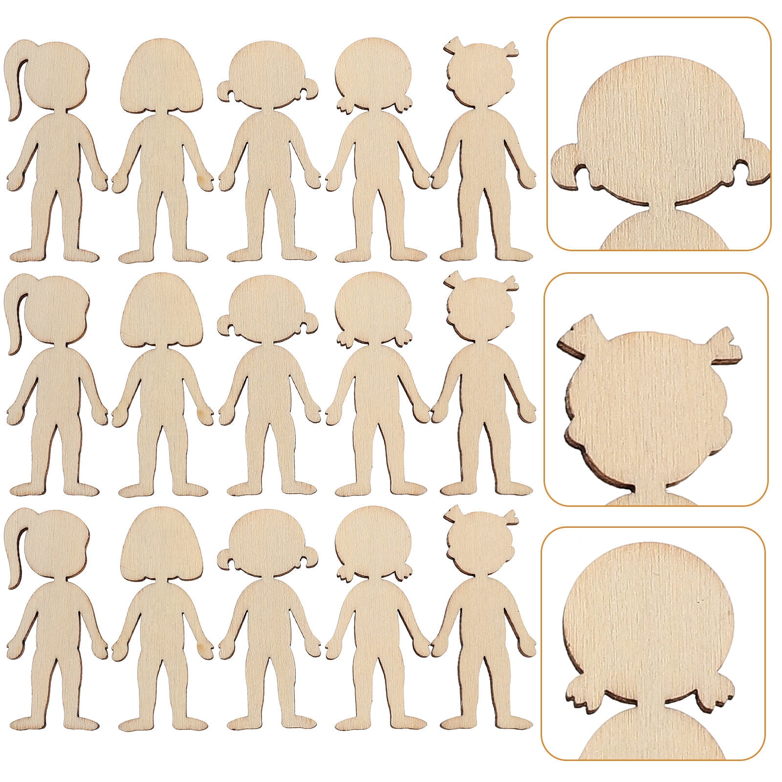 Masteelf 50 Pcs Small Wooden People for Crafts Kids Hand Cut Out Chips ...