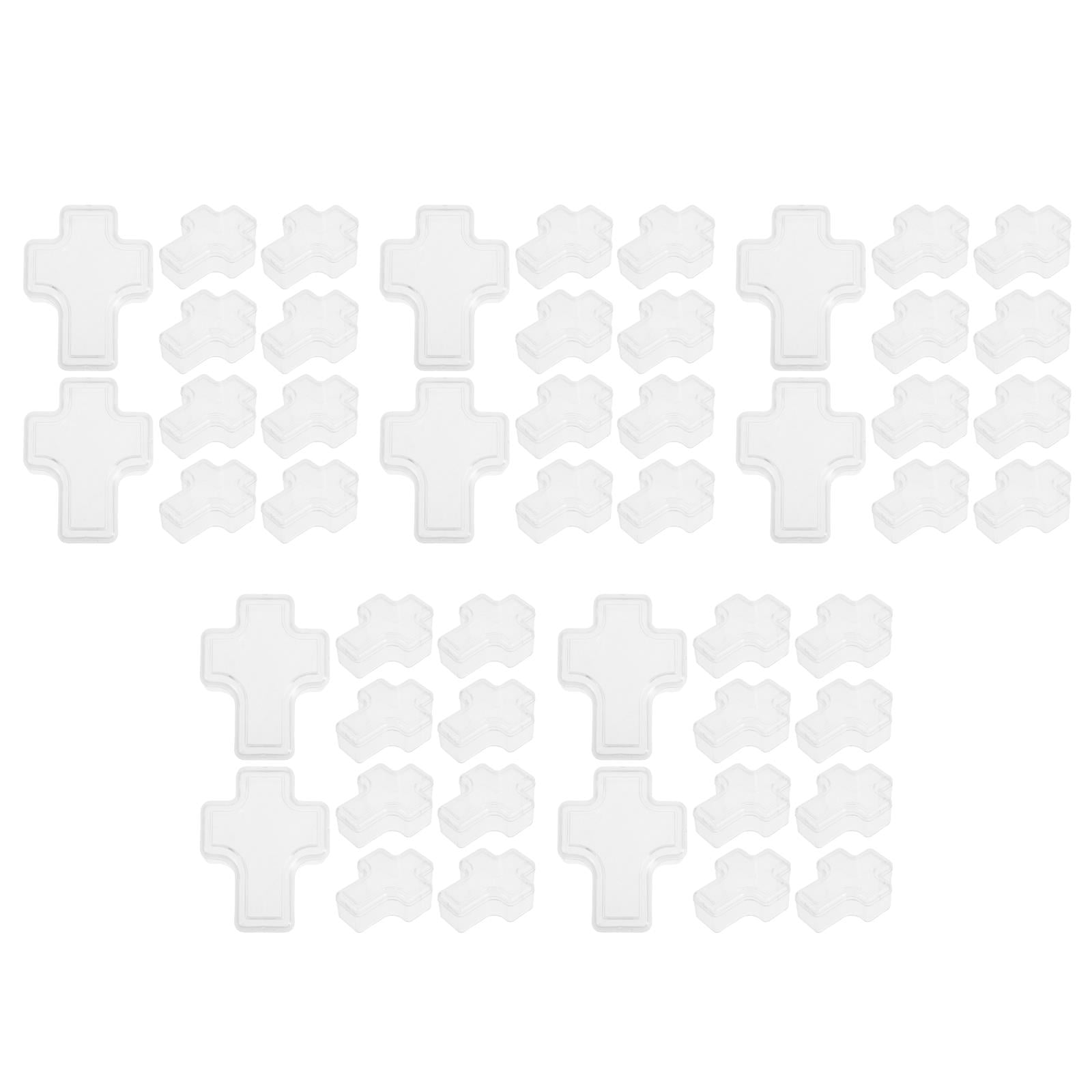 Masteelf 50 pcs Clear Cross Shaped Box Transparent Plastic Trinket Case ...