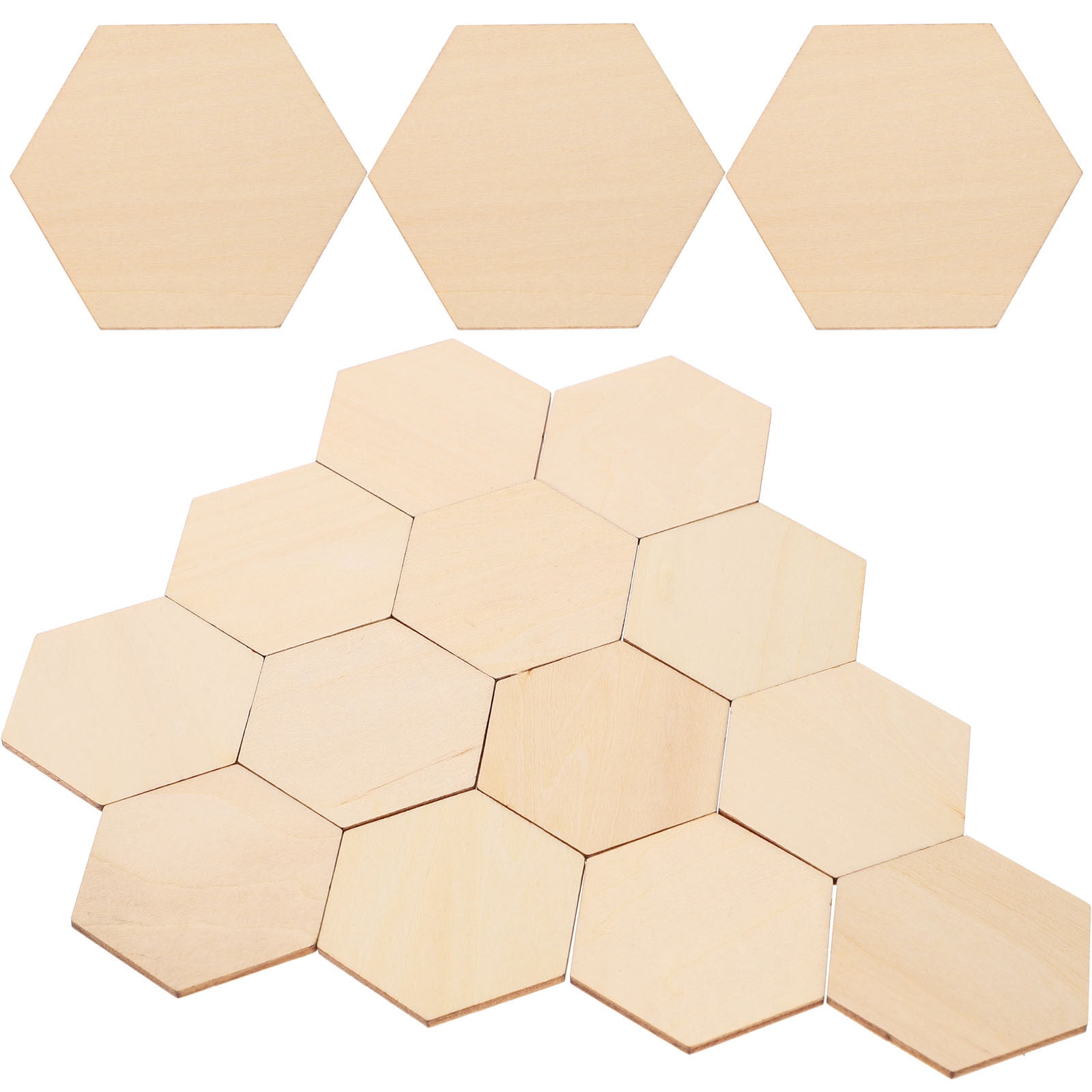 Masteelf 50PCS 50MM Wood Geometric Cutout Small Wood Hexagon Block Tile ...