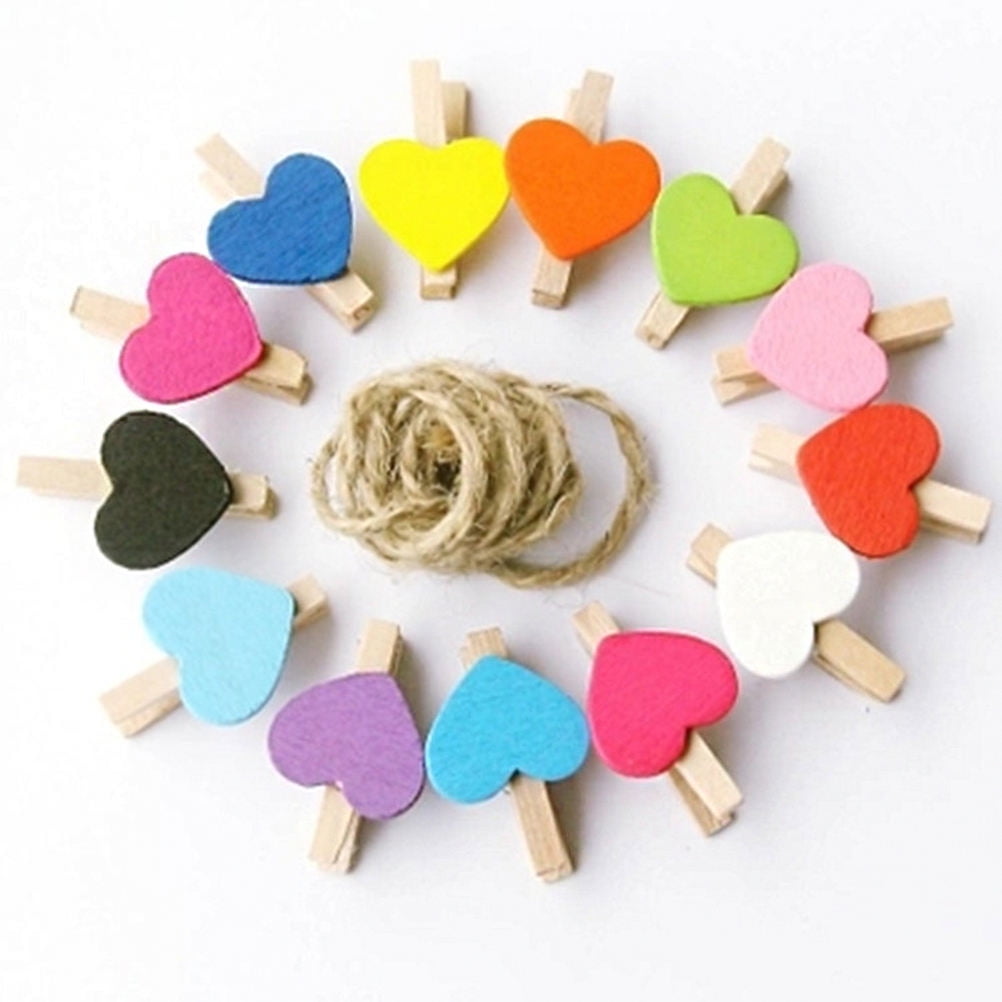 Masteelf 50pcs Heart Wooden Photo Clips Heavy Duty Decorative Multi Use ...