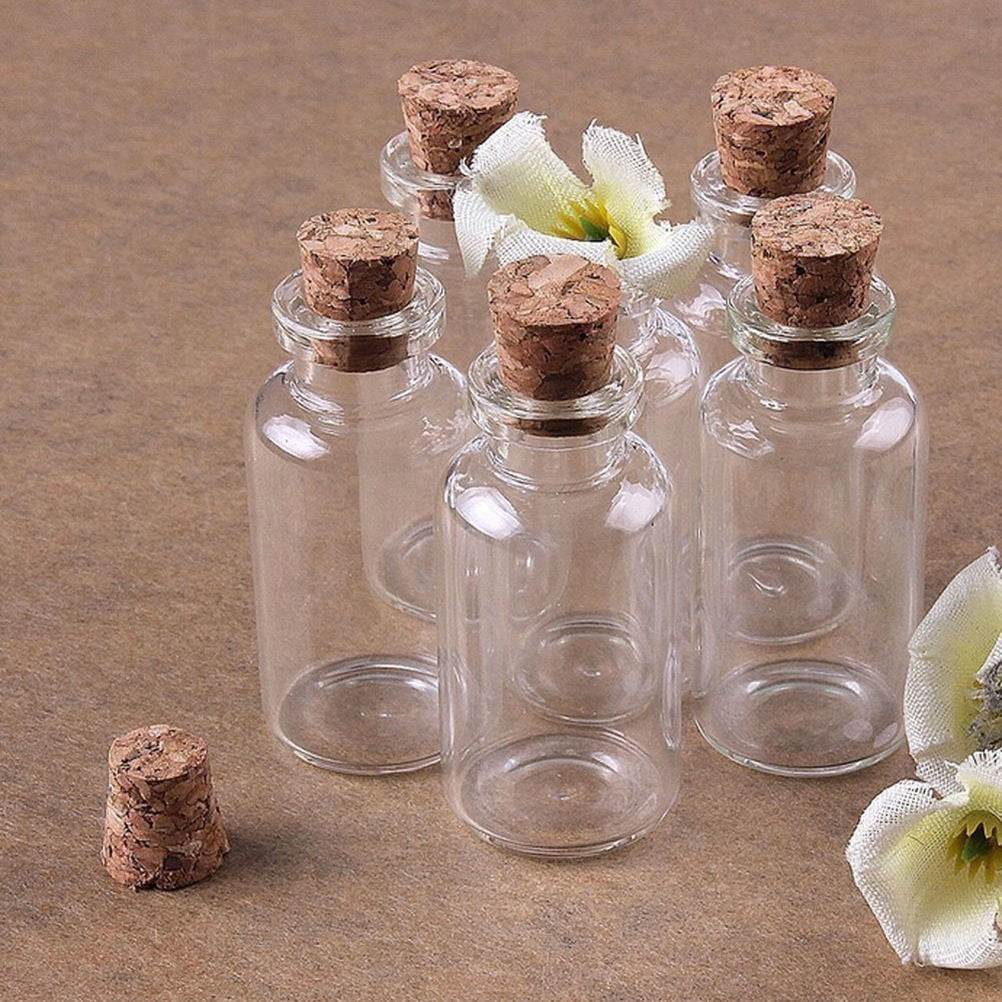 Masteelf 50pcs Mini Glass Bottles Jars with Cork Wish Note Craft Bottle ...