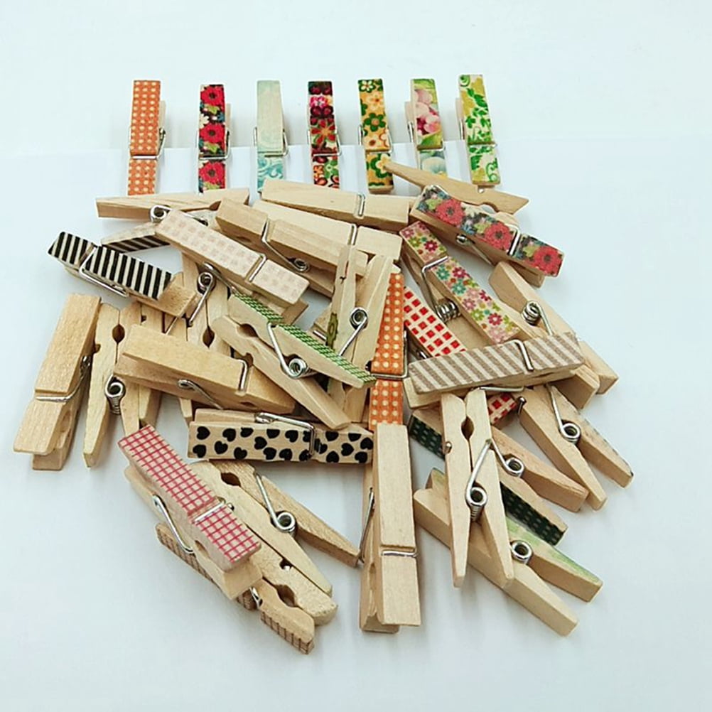 Masteelf 50pcs Wooden Clamps for Crafts Assorted Color Characteristic ...