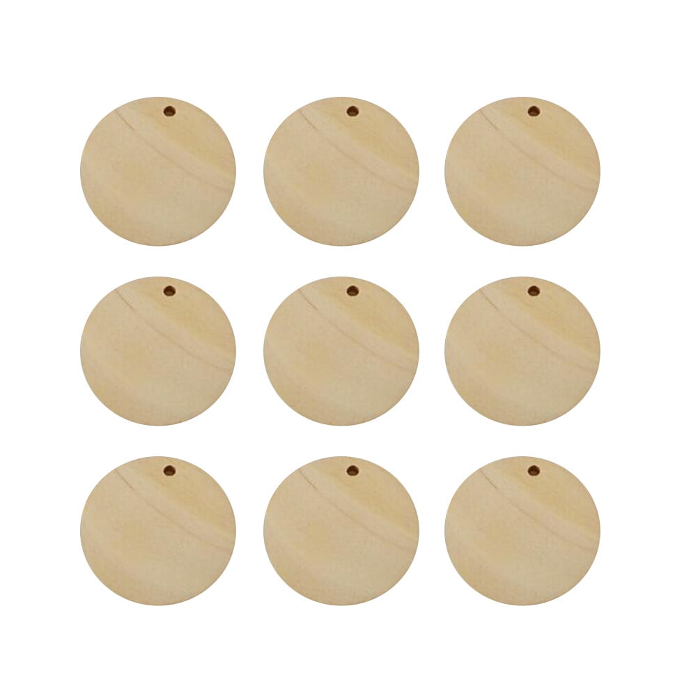 Masteelf 50pcs Wooden Unfinished Round Circles with Holes Blank Natural ...