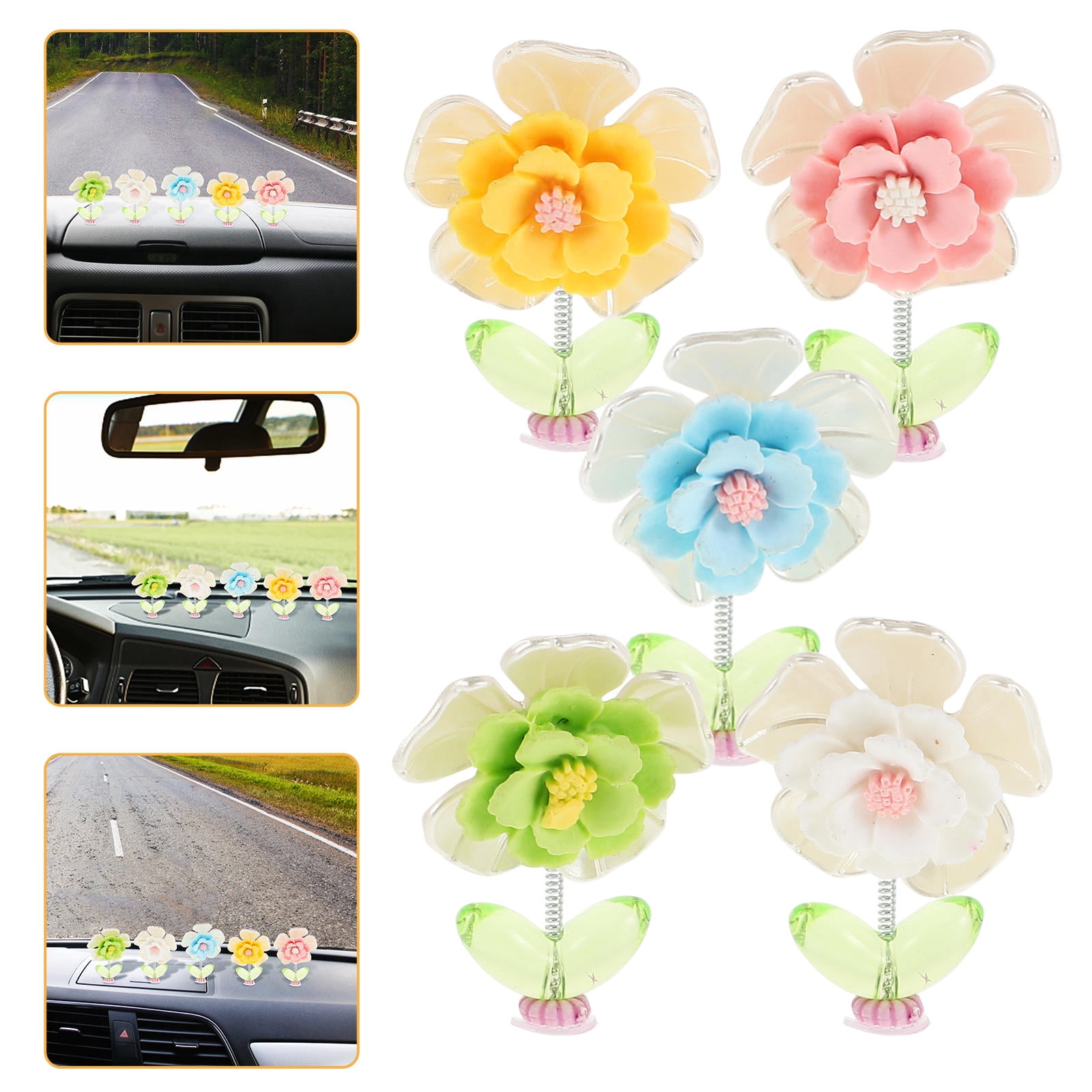 Masteelf 5PCS Flower Car Dashboard Decorations Shaking Flower ...