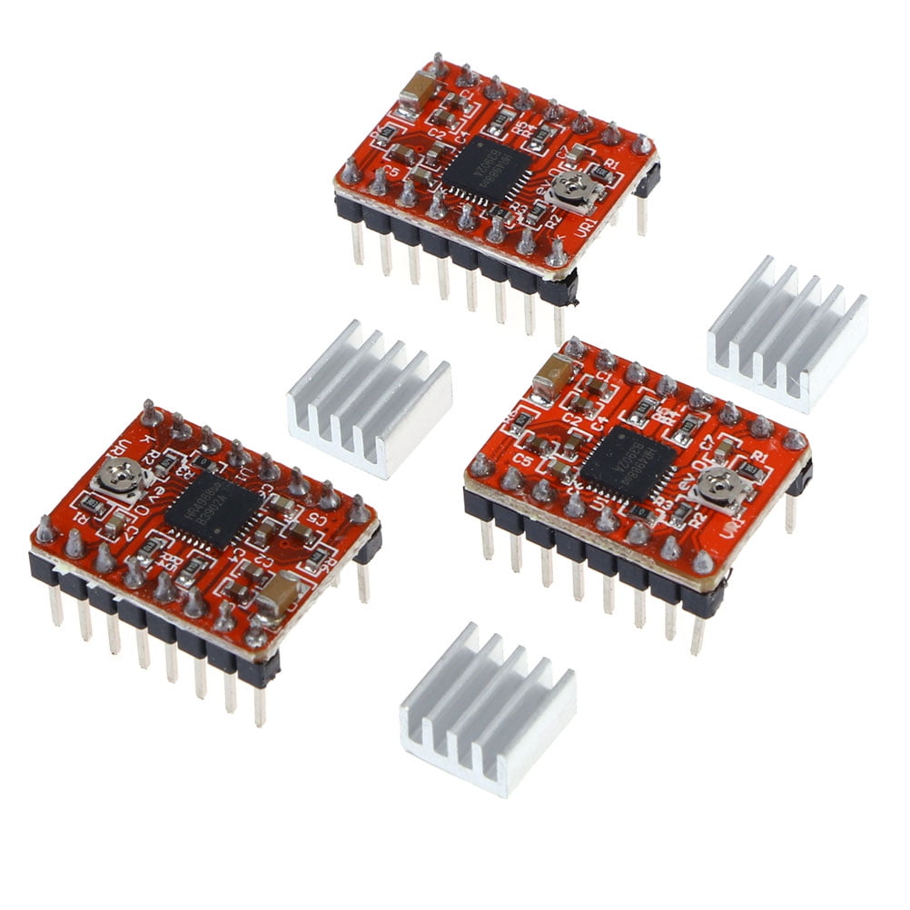 Masteelf 5Pcs Stepper Motor Driver Module A4988 Heat Sink 3D Printer Accessories - Walmart.com