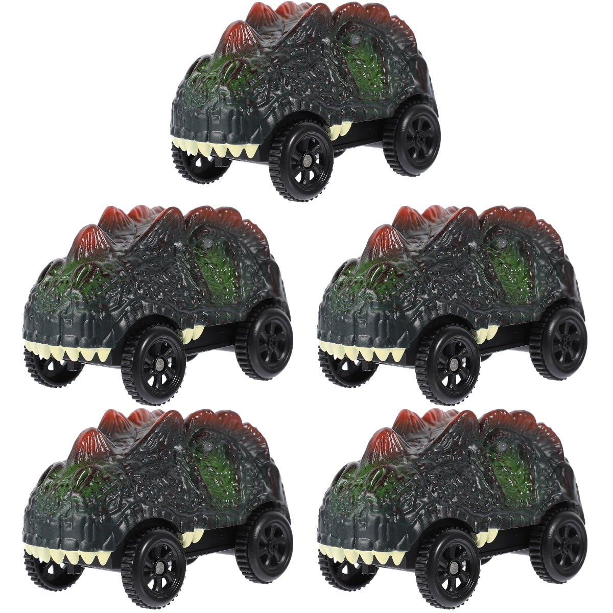 Masteelf 5pcs Cartoon Track Car Toy Lifelike Dinosaur Racing Car ...