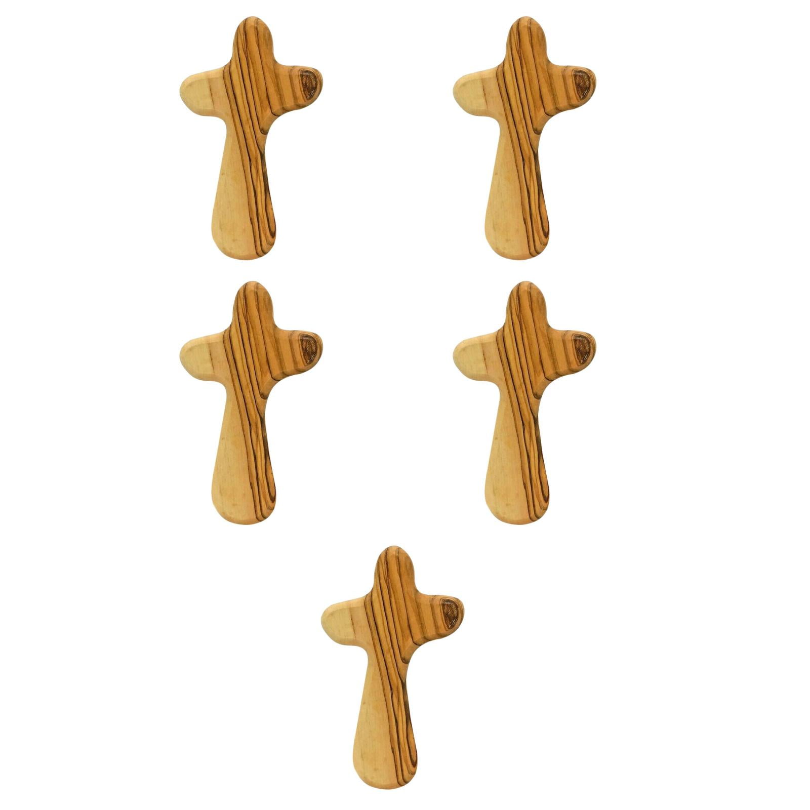 Masteelf 5pcs Portable Wooden Cross for Prayer Handheld Wood Cross ...