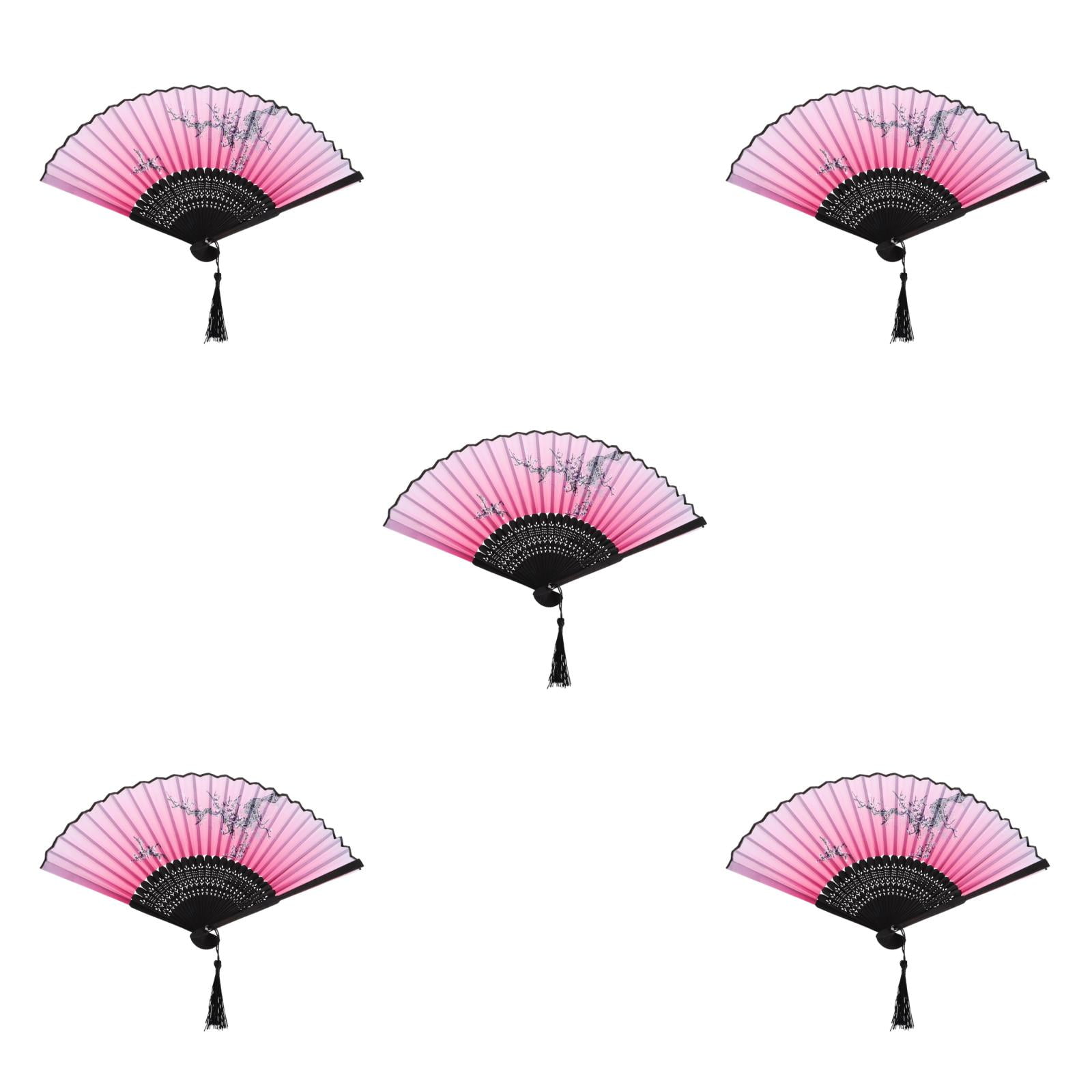 Masteelf 5pcs Japanese Style Handheld Fan With Cherry Blossom Design ...