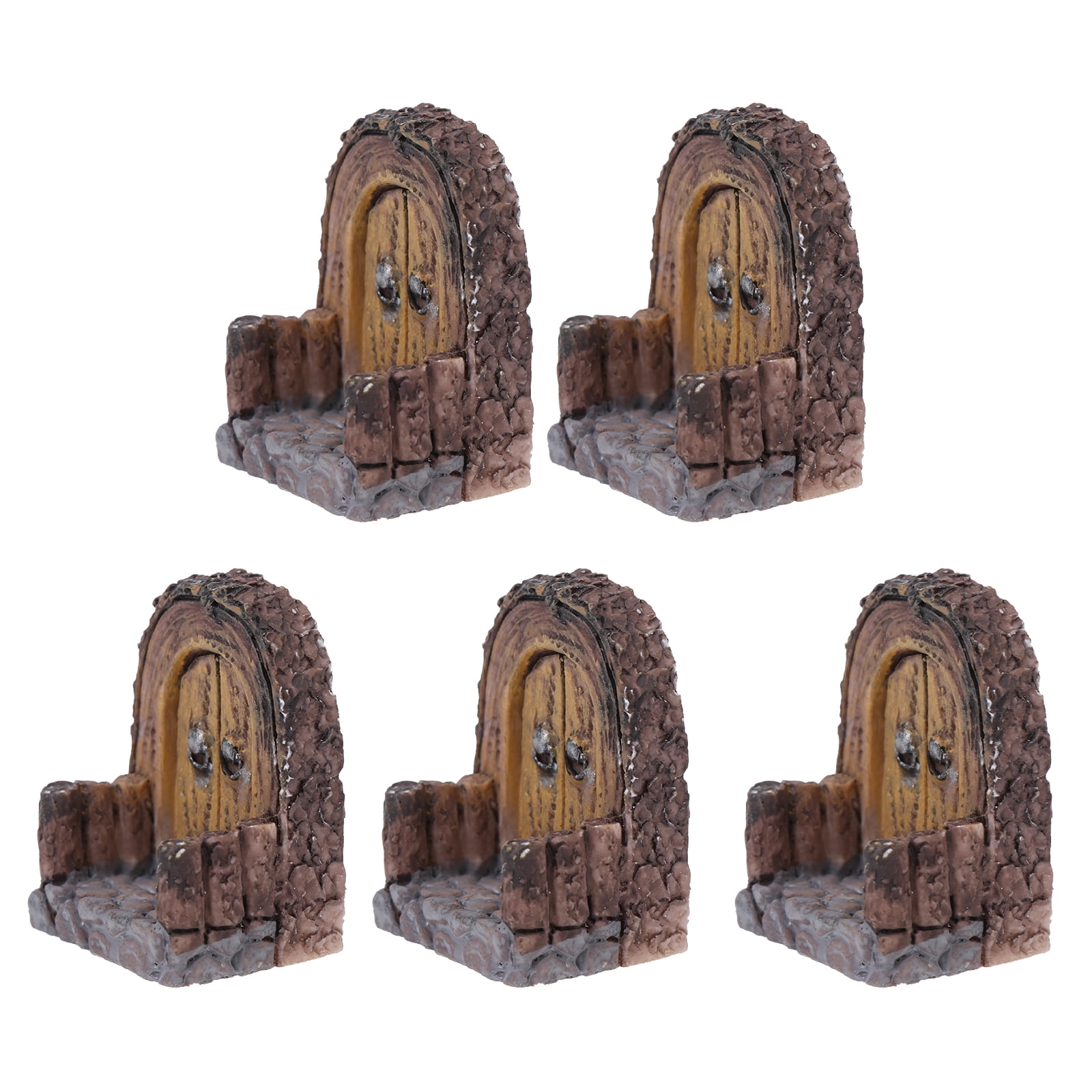 Masteelf 5pcs Resin Courtyard Doors Imitation Wooden Doors Mini House ...