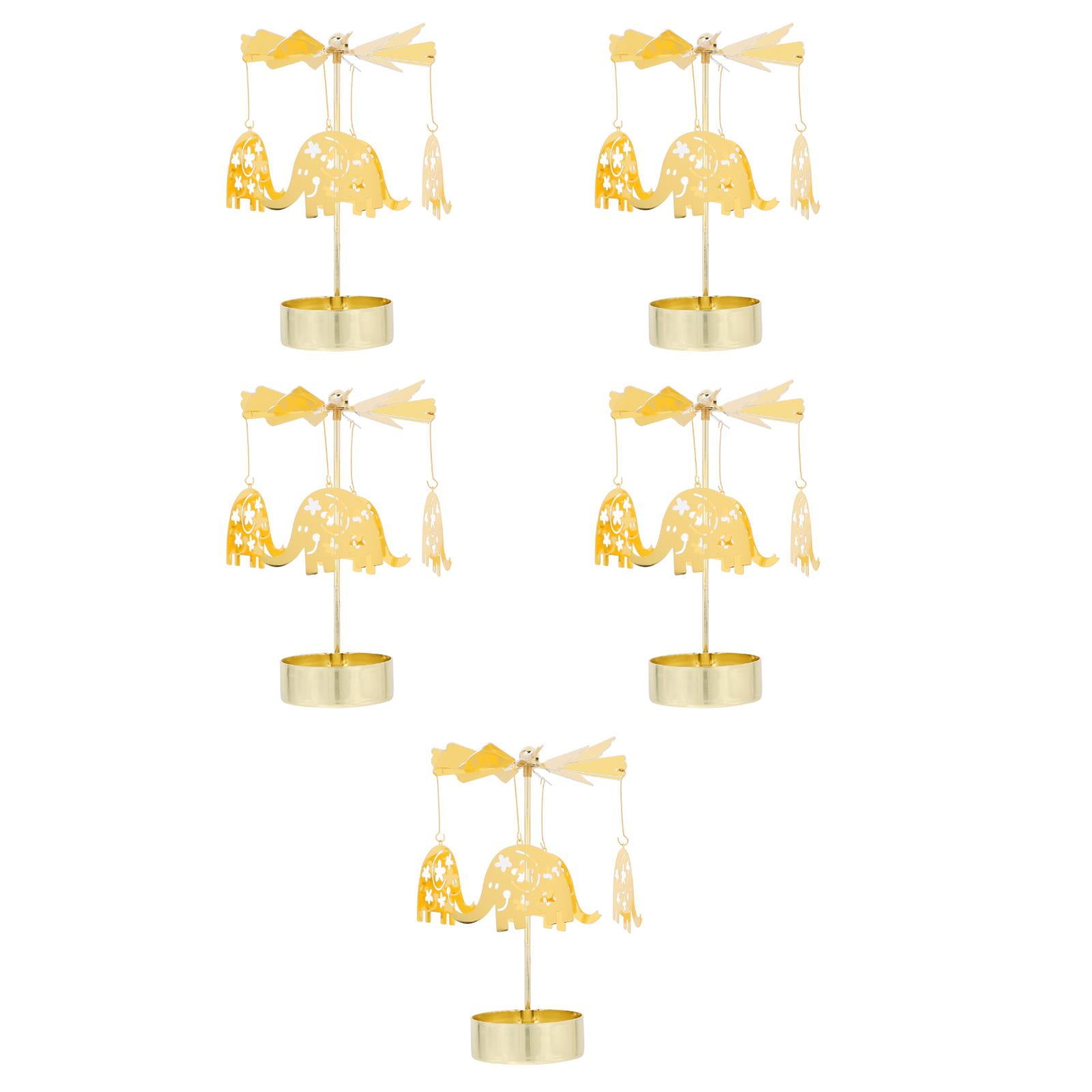 Masteelf 5pcs Rotary Candle Holder Unique Carousel Candle Holder Table ...