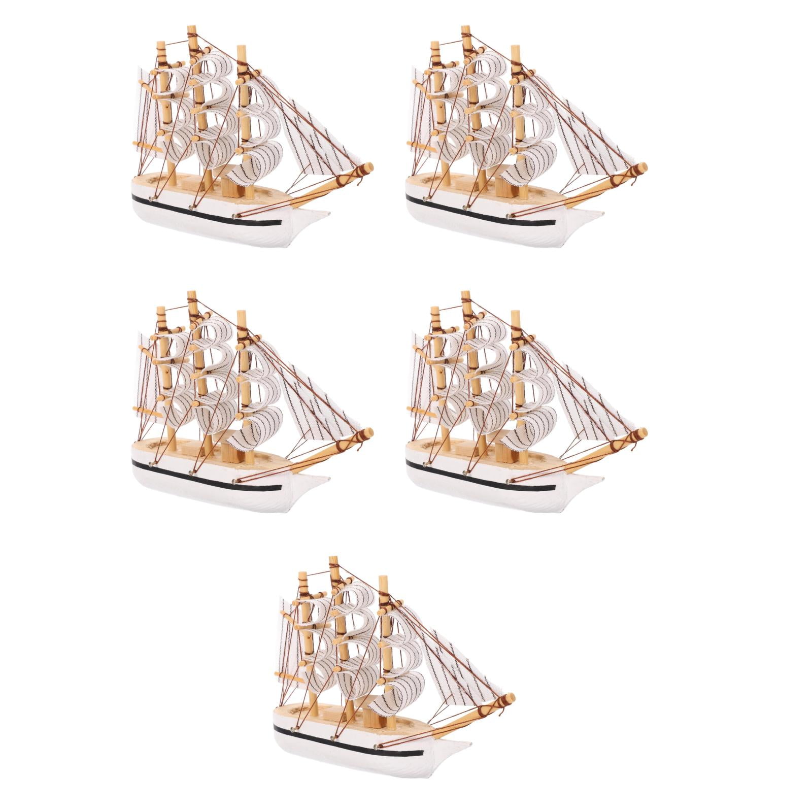Masteelf 5pcs Wooden Sailboat Model Decor Miniature Sailing Boat Model ...