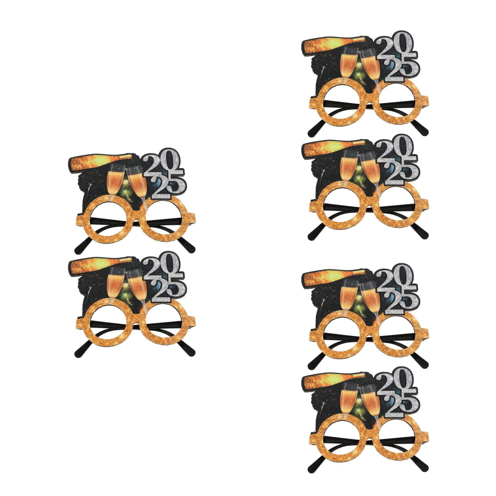 Masteelf 6 Pcs 2025 Plastic Glasses Glitter Glasses Frame Happy New ...