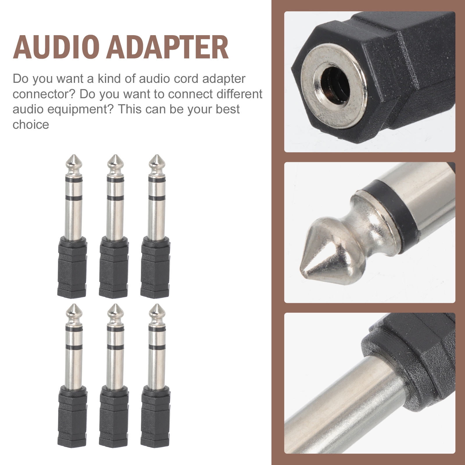 Masteelf 6 Pcs Audio Cord Adapter Conversion Head Male to Stereo ...