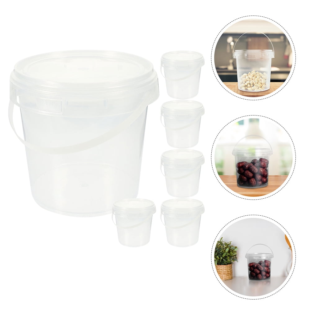 Masteelf 6 Pcs Food Grade Bucket Containers Plastic Storage Multi ...