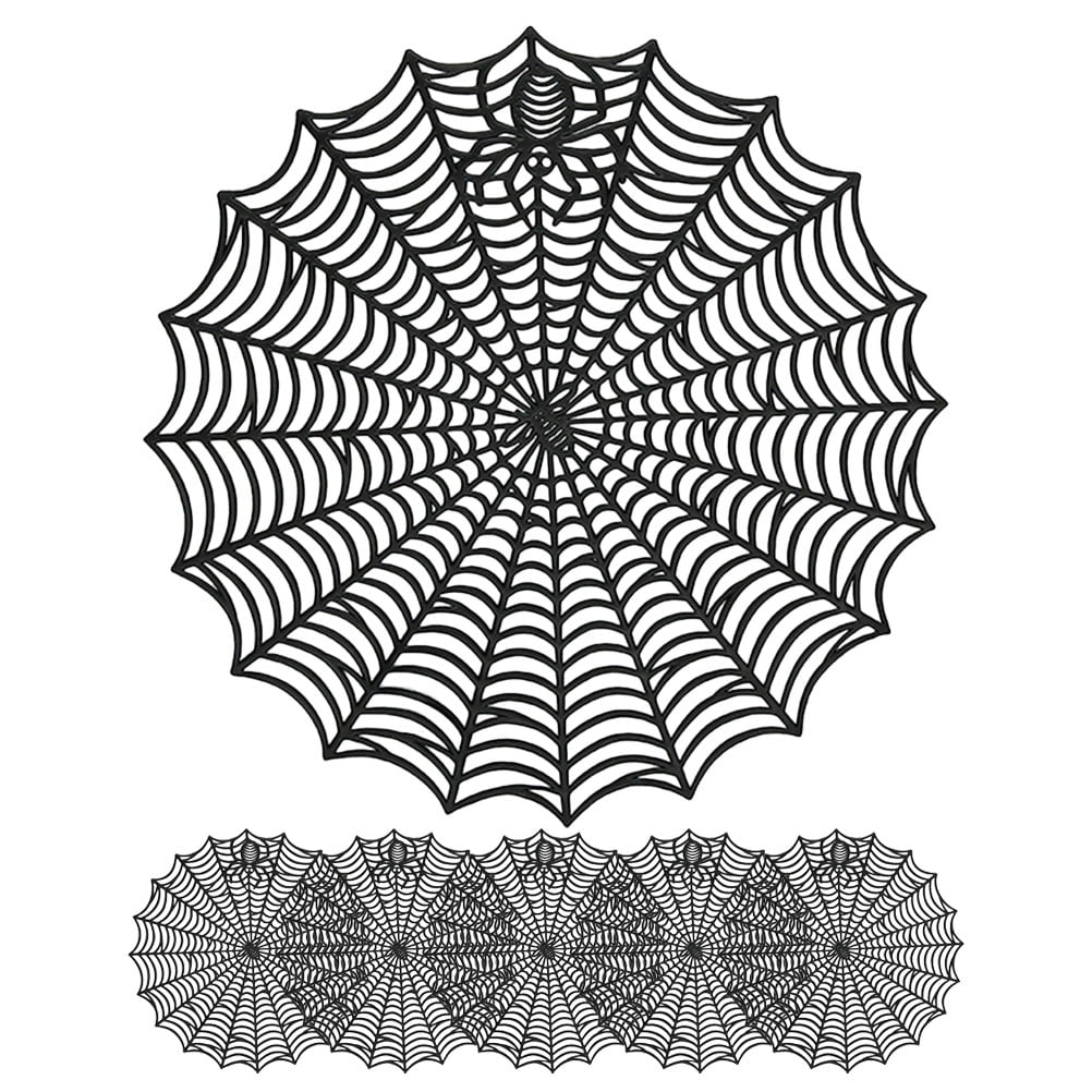 Masteelf 6 Pcs Halloween Table Decoration Spider Web Doily Mat ...