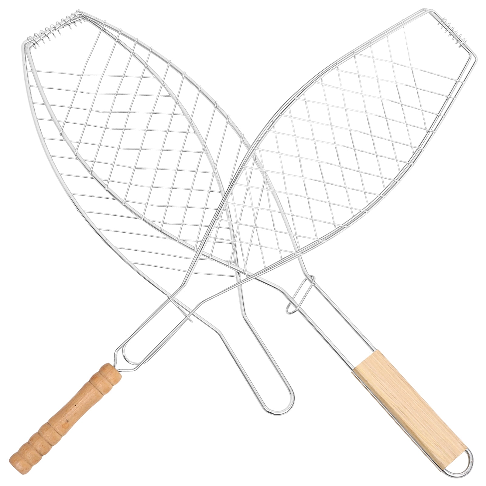 Masteelf 6 Pcs Iron Grill Basket Outdoor Single Fish Net Rack Fish ...