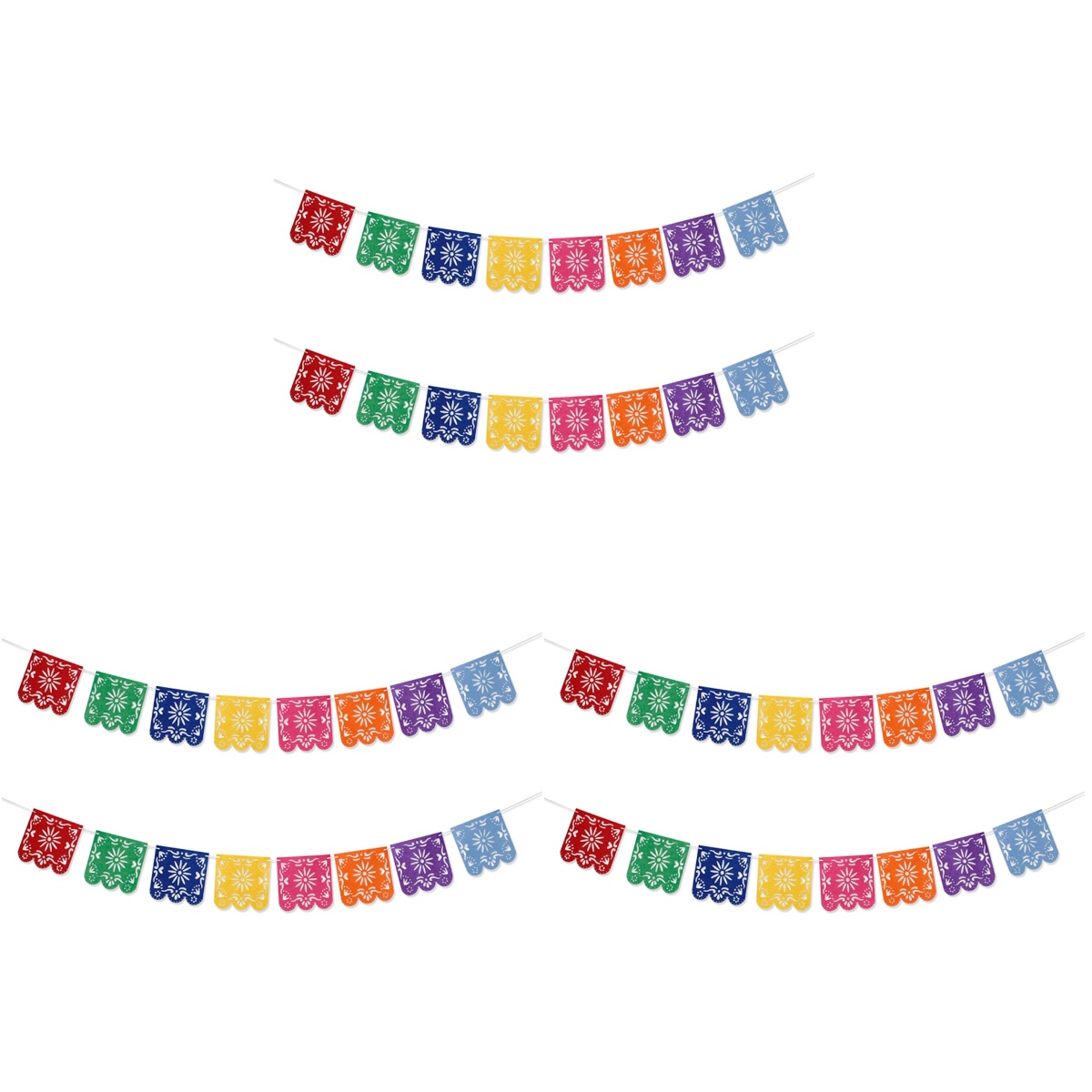 Masteelf 6 Sets Colorful Square Hollow out Bunting Banners Pinata Theme ...